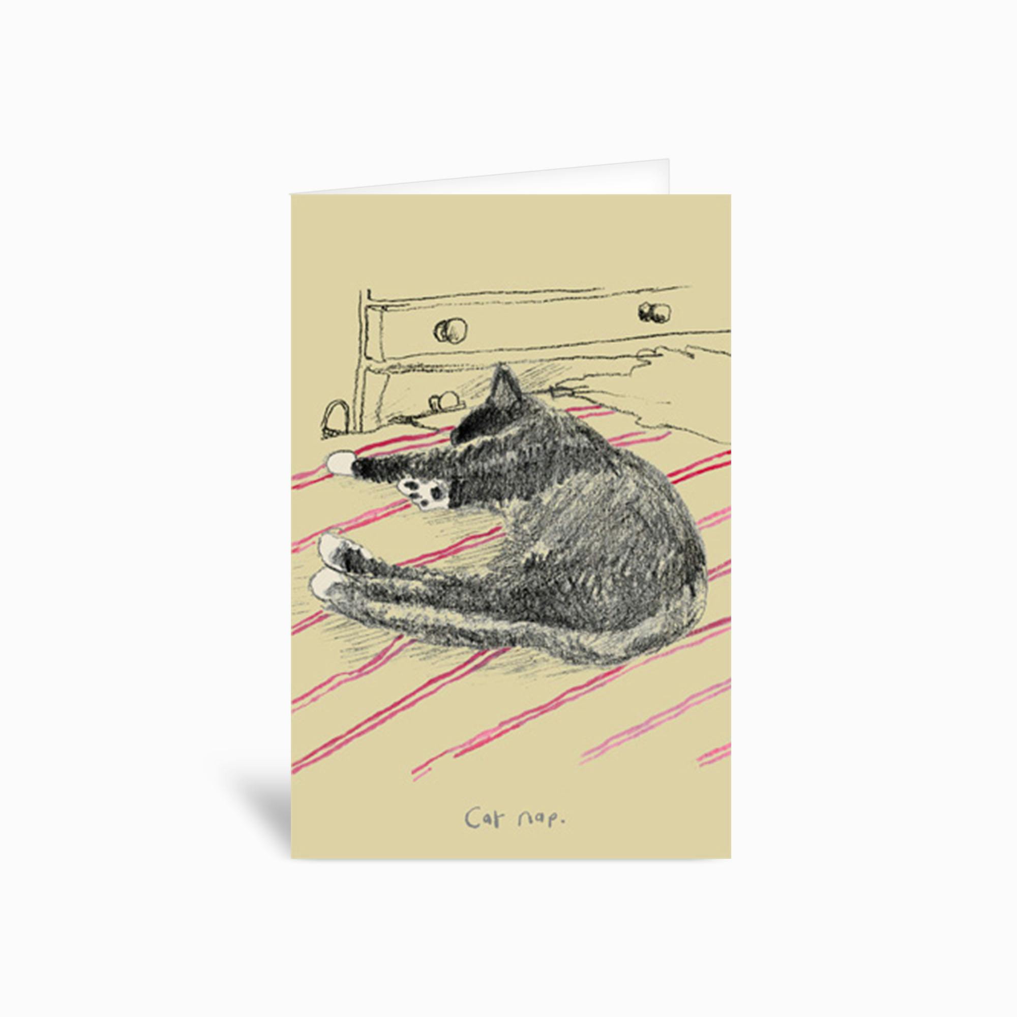 Cat Nap Greetings Card by Poet & Painter Ltd - Fy
