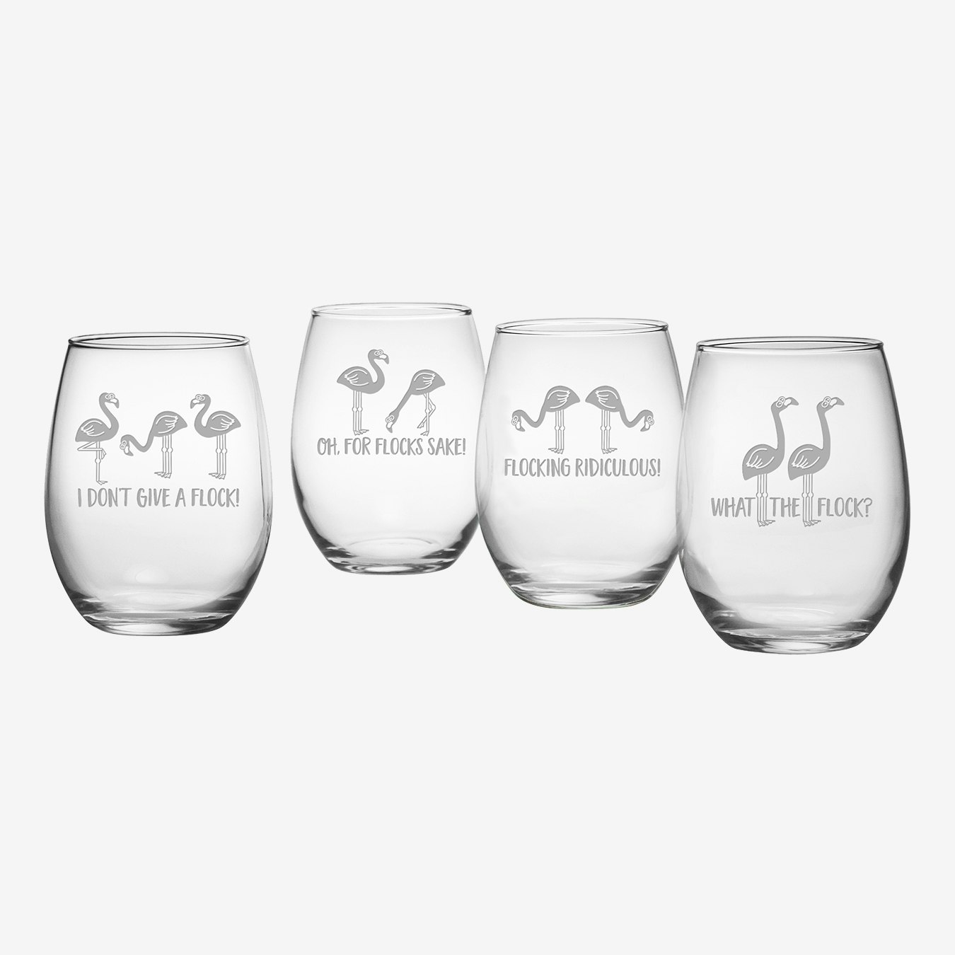 Flocking Ridiculous Stemless Wine Glass Set Of 4 By Susquehanna Glass