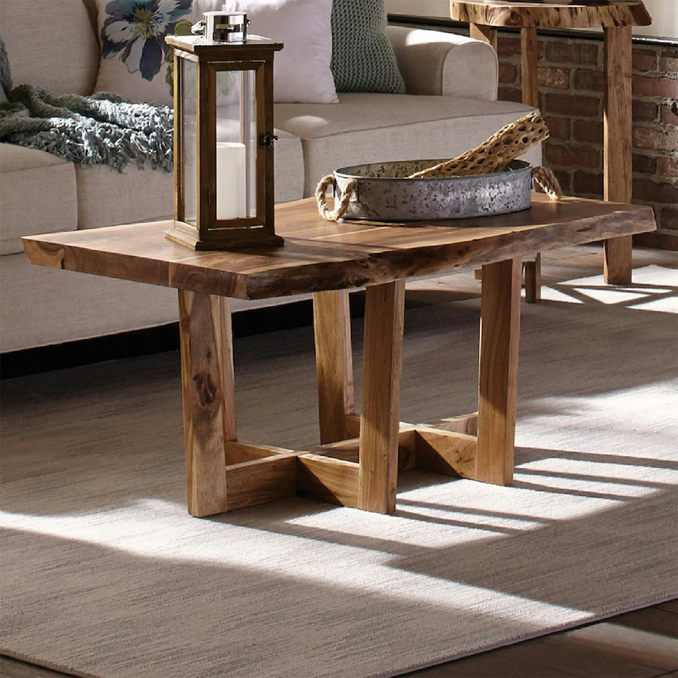 Natural wood edge coffee table store
