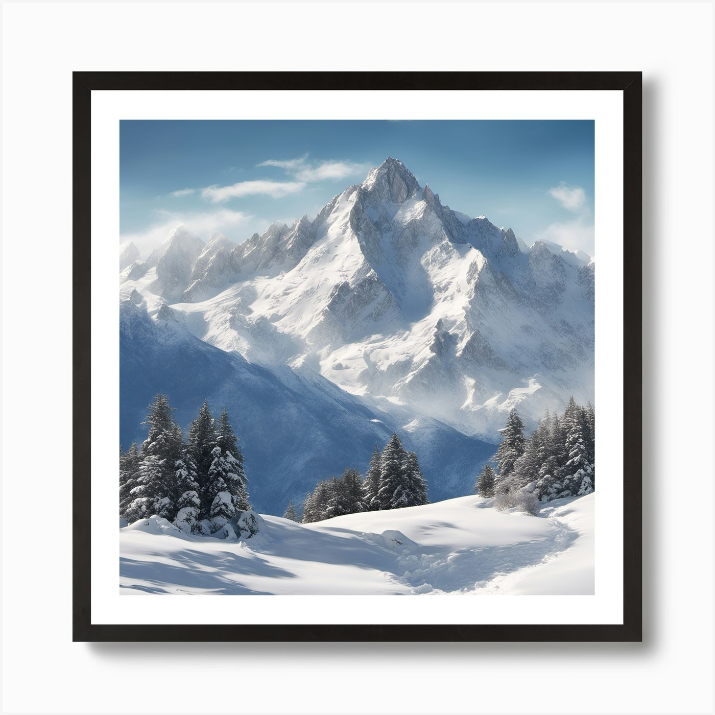 Snowy Mountains Art Print by Mall art - Fy