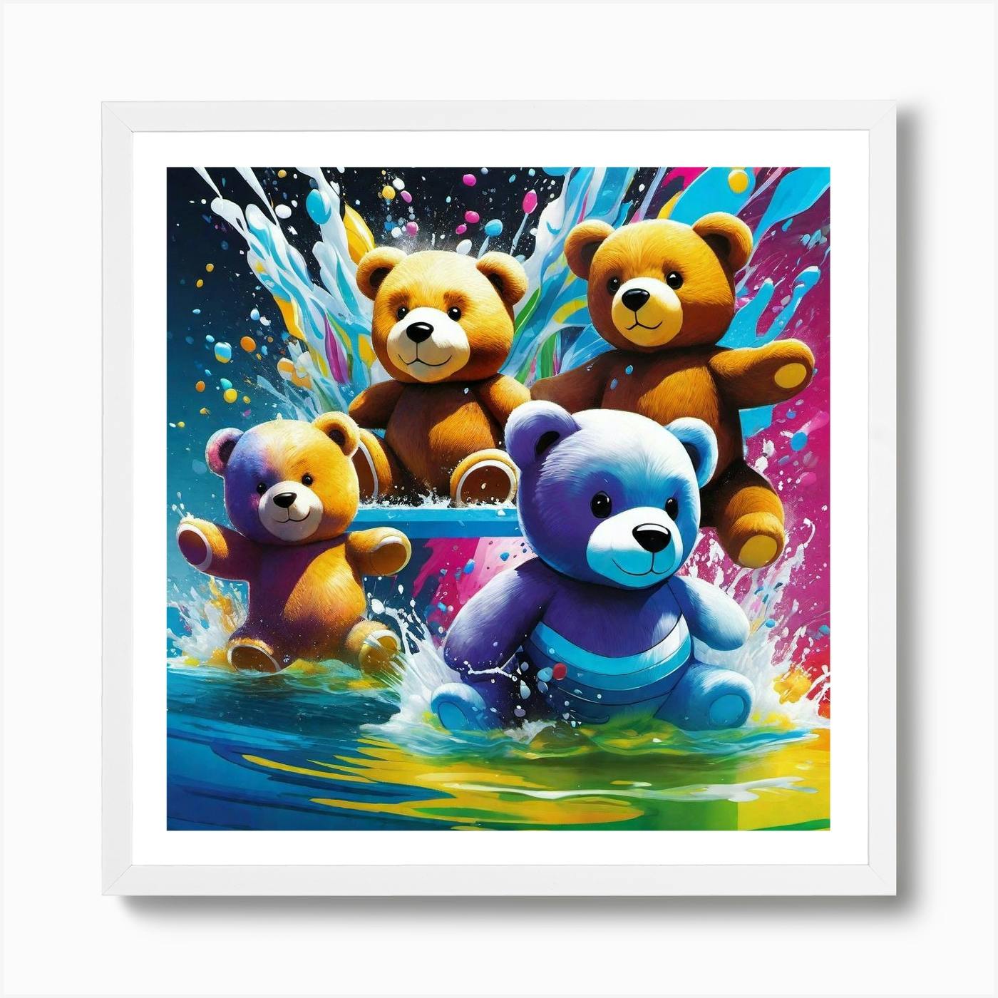 Teddy Bears In The Water 1 Art Print by Noctarius Fy
