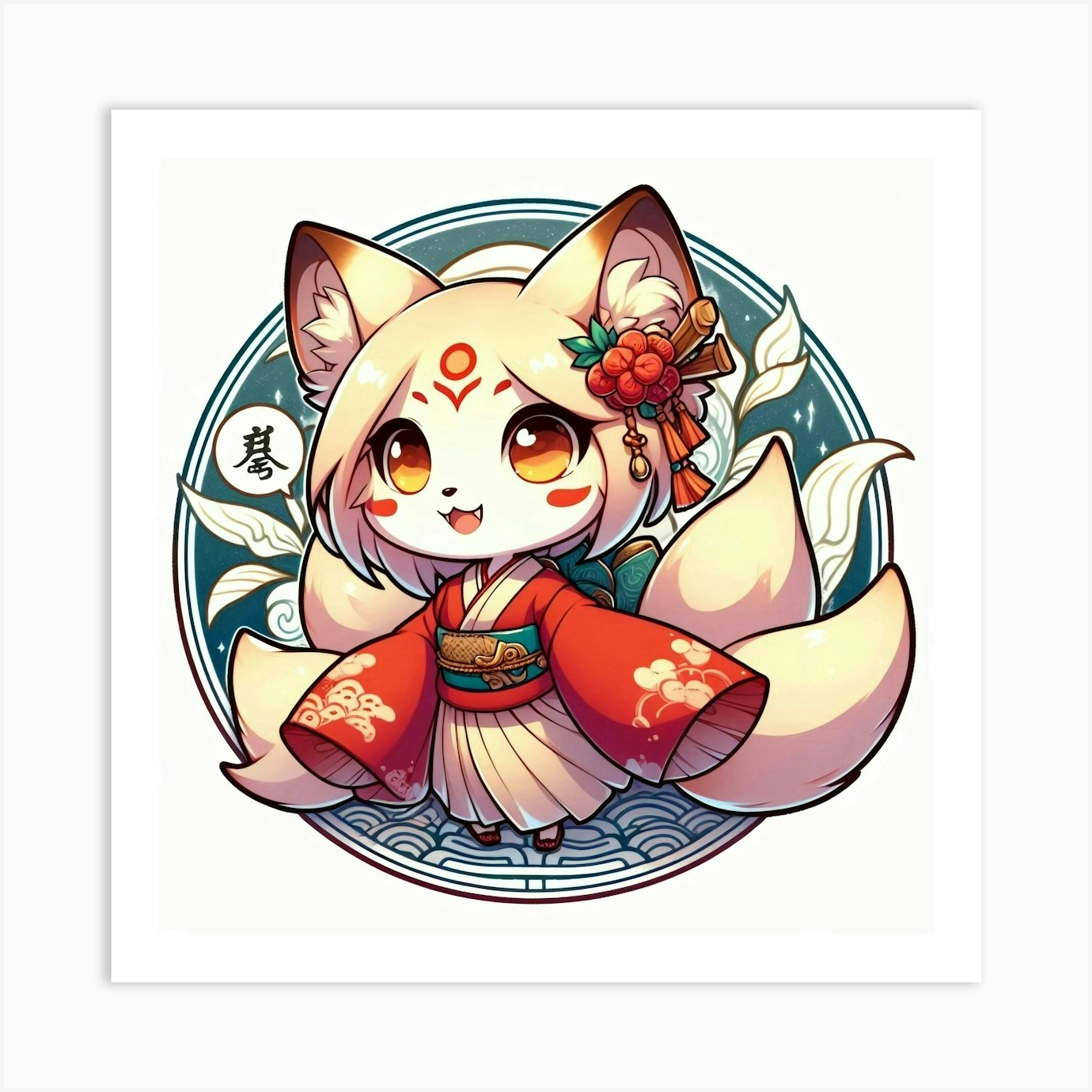 Kitsune Joy 10 Art Print by Rhys Wyrill - Fy