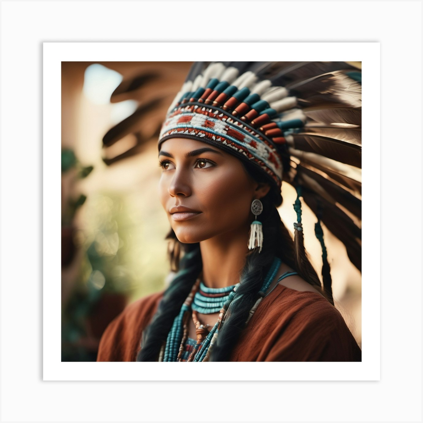 Native American Woman Art Print by Unreal Creations - Fy
