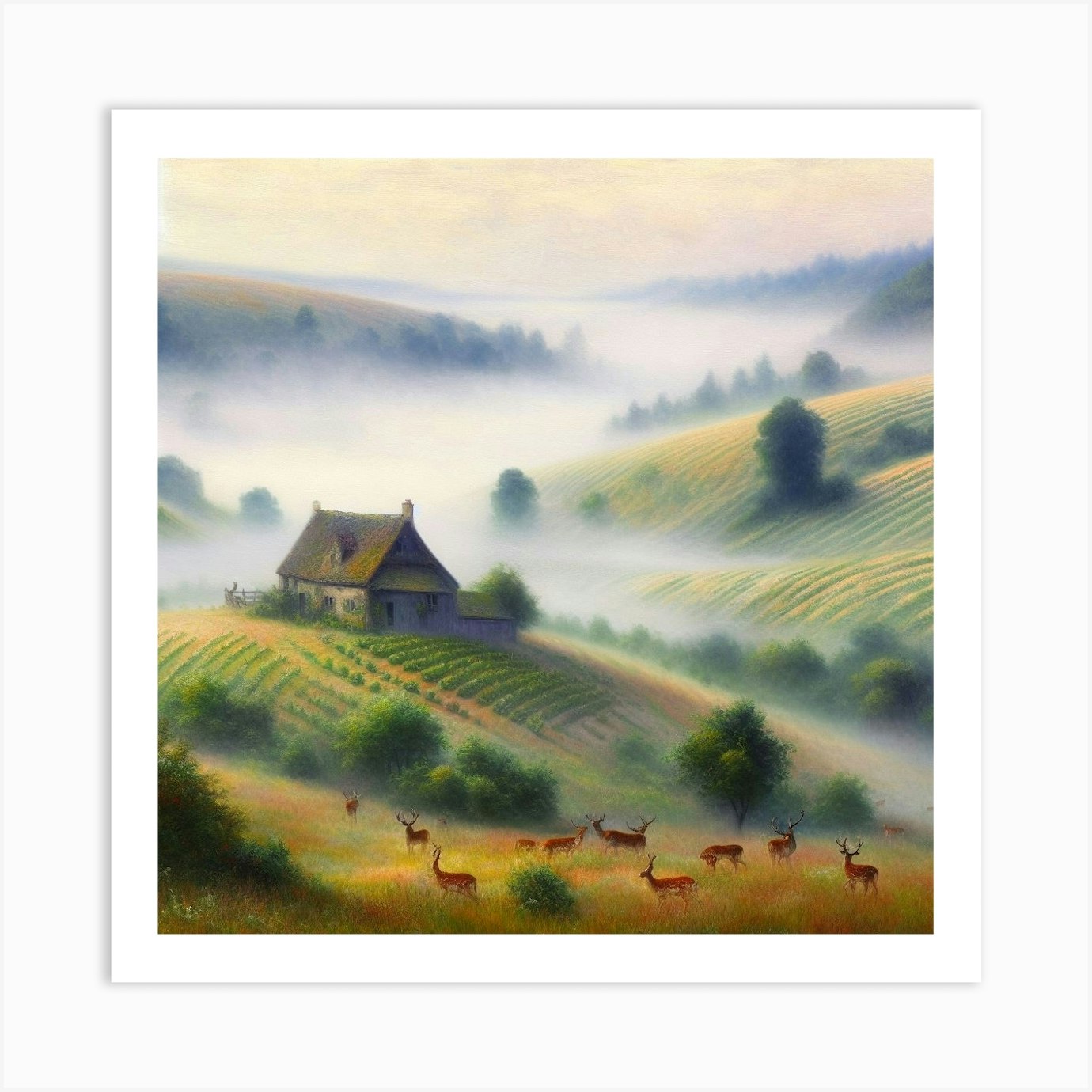 Misty Morning Art Print by Prettymaiden - Fy
