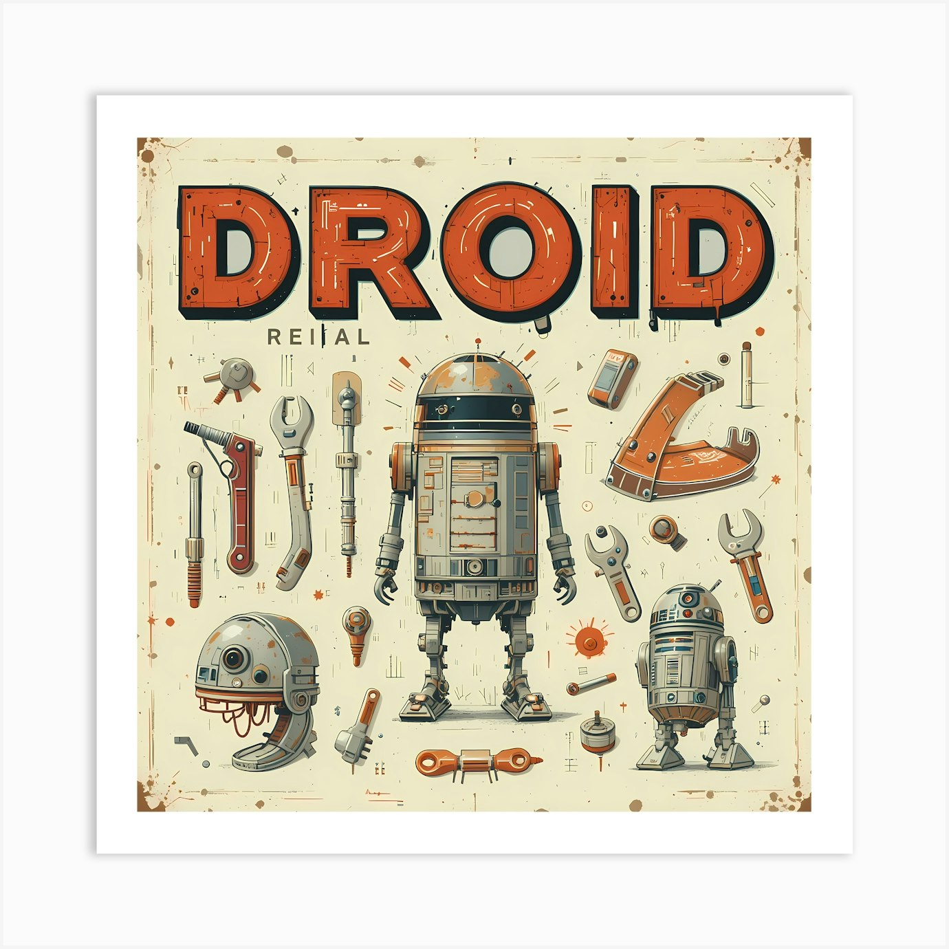 Droid Retro Art Print by InspireByArt - Fy