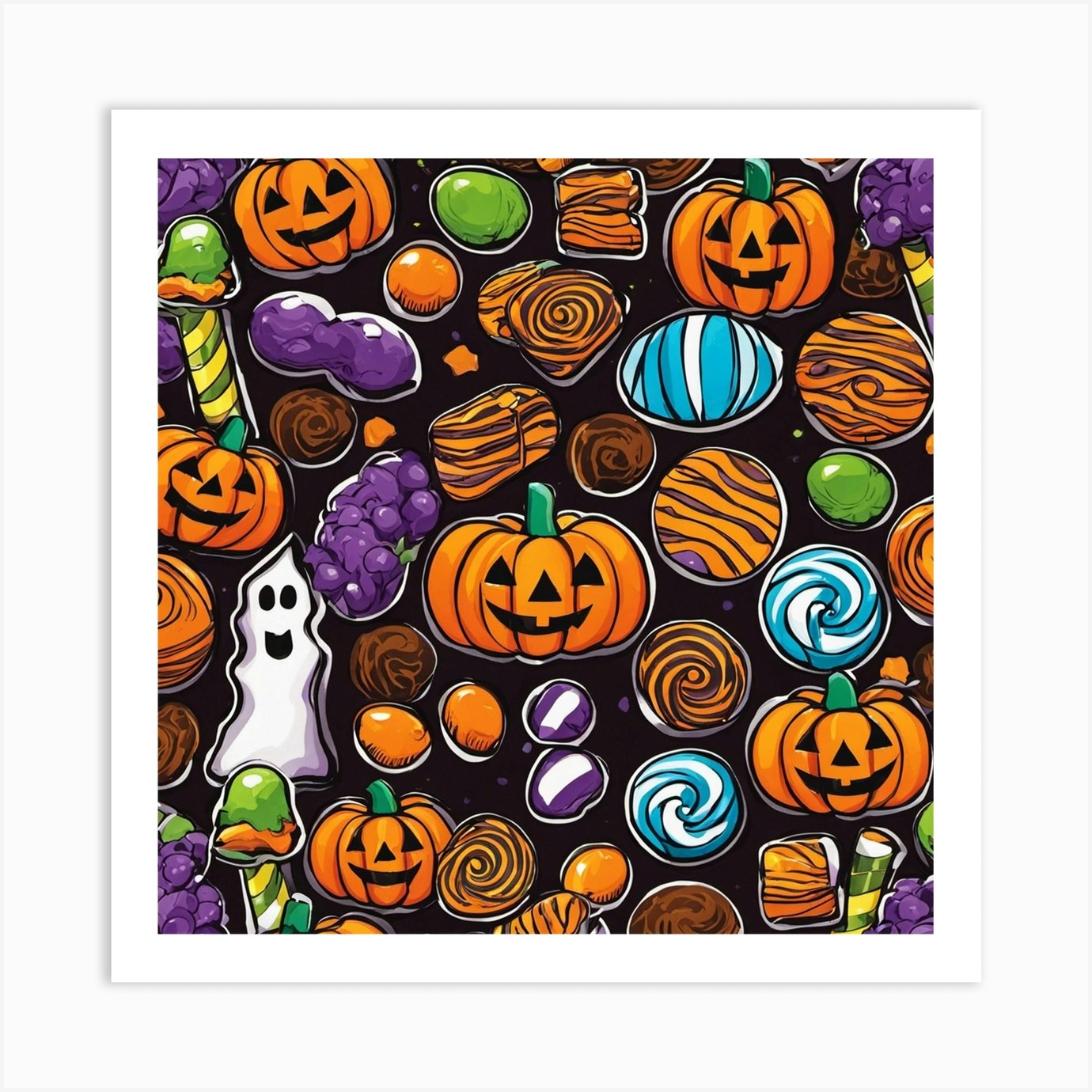 Halloween Candy Seamless Pattern 5 Art Print by Pat4U - Fy