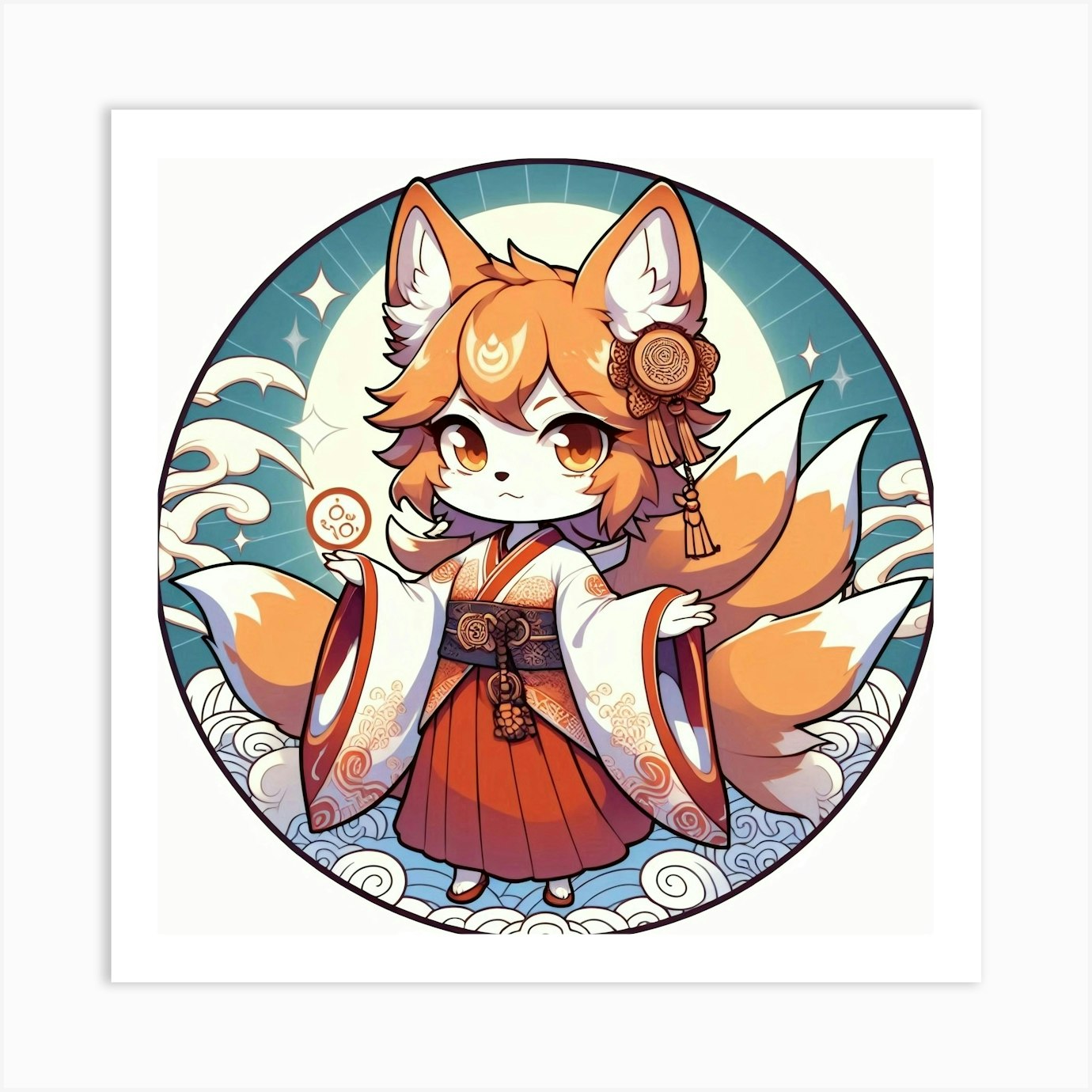Kitsune Joy 11 Art Print by Rhys Wyrill - Fy