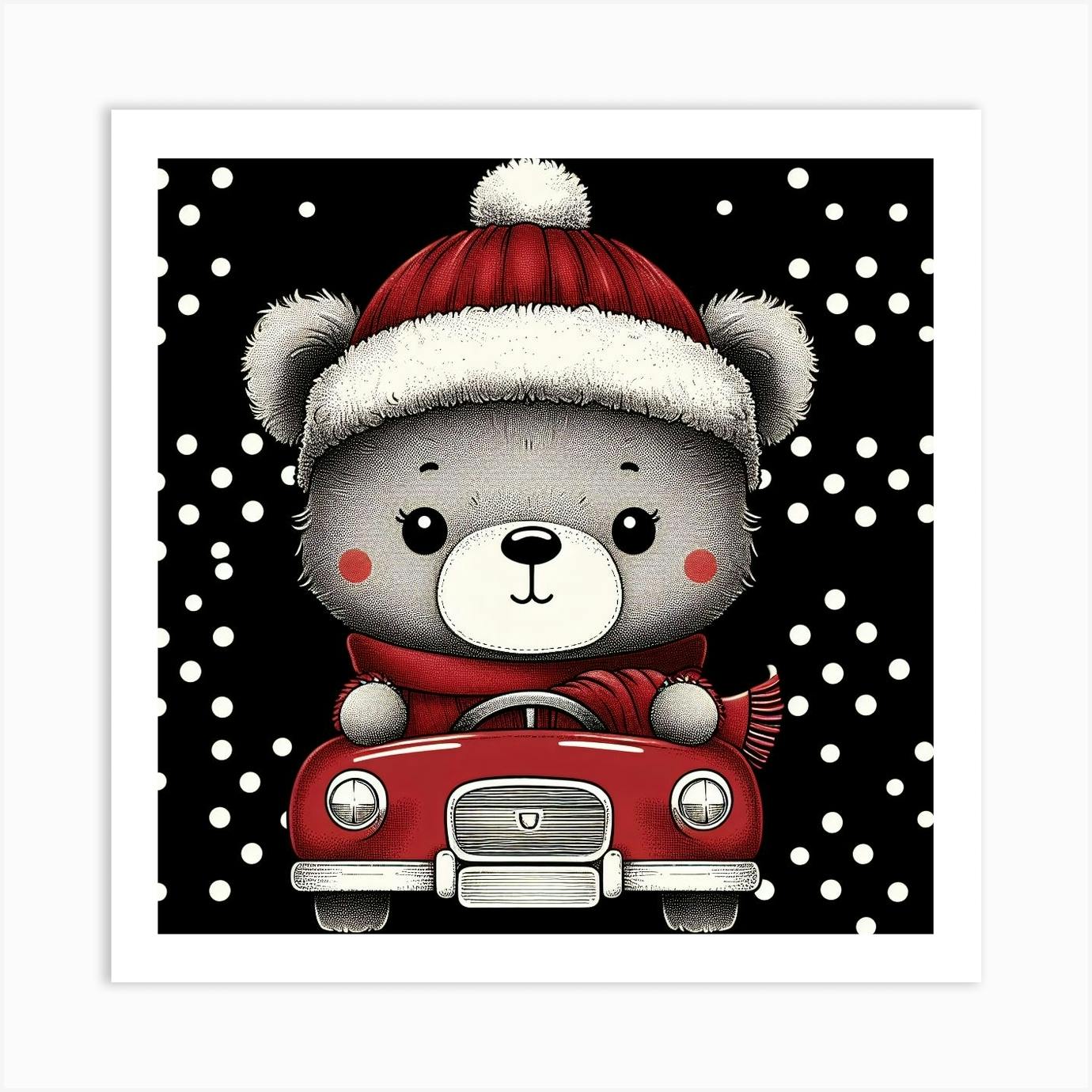 Teddy Bear In Car Art Print