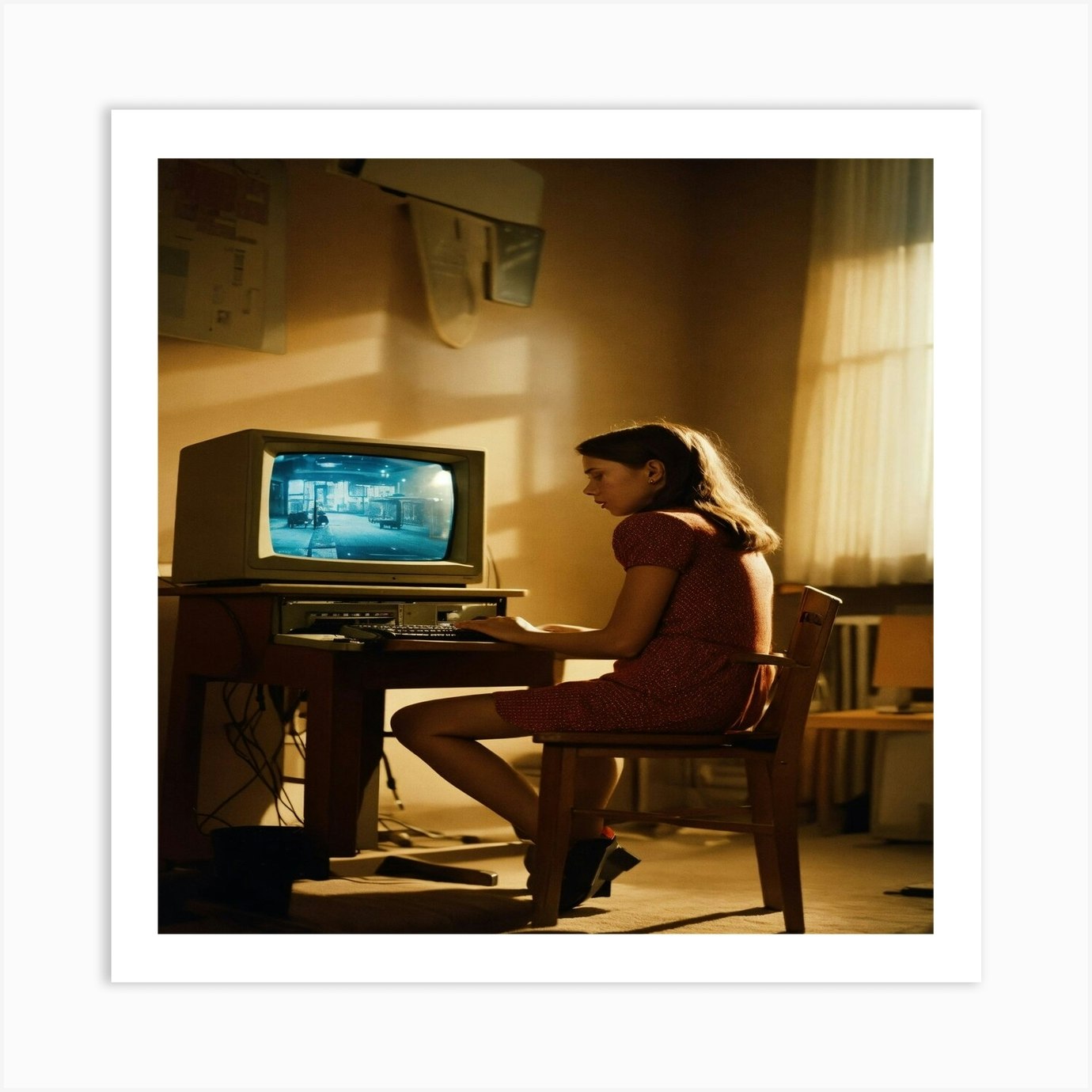 Girl Using Computer Art Print by Mustafa Ahmad - Fy