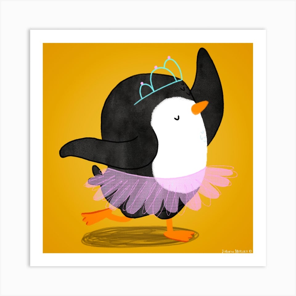 Penguin Dancing Ballet Canvas Print by Juliana Motzko - Fy