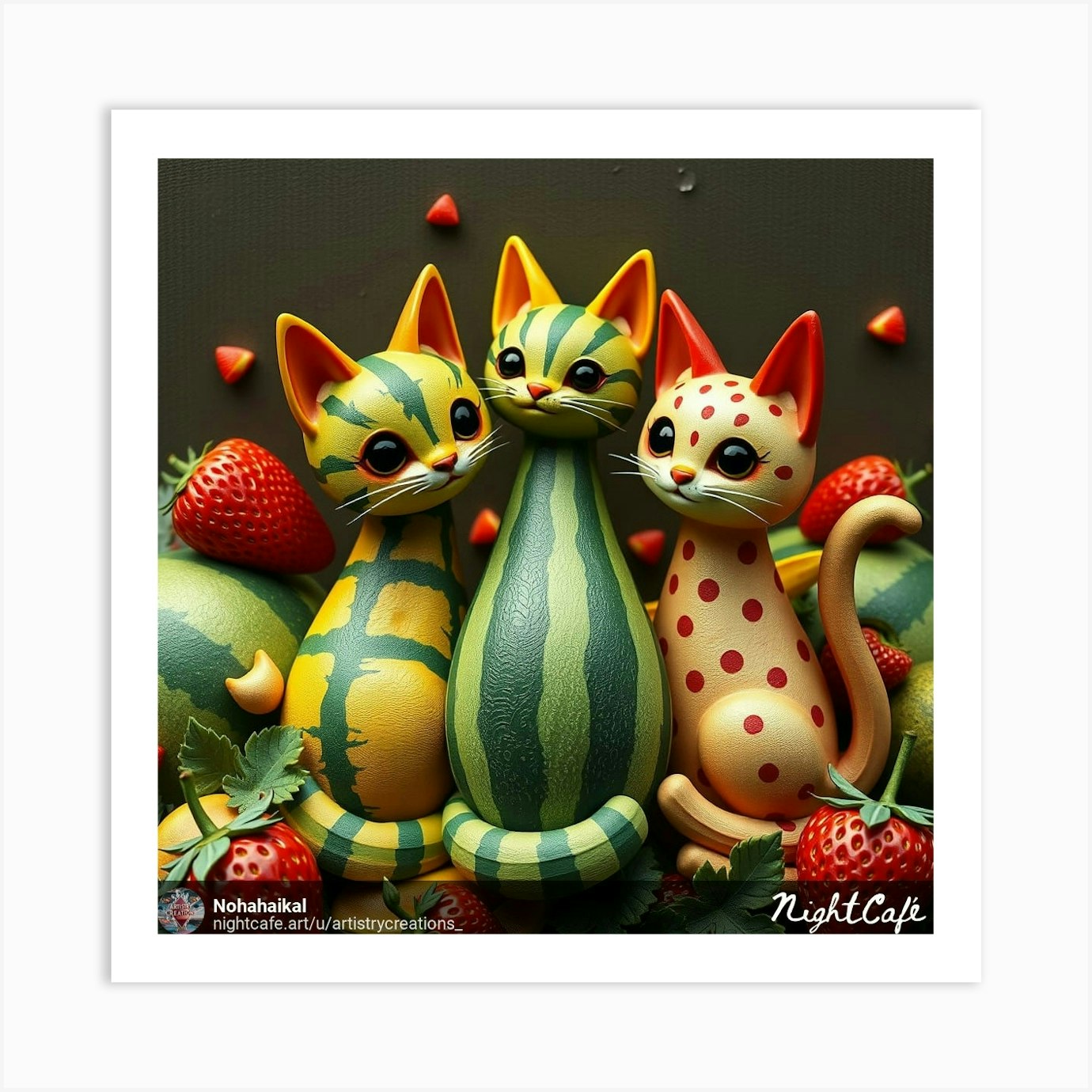 Watermelon Cats Art Print by Nohacreations/artistrycreations - Fy