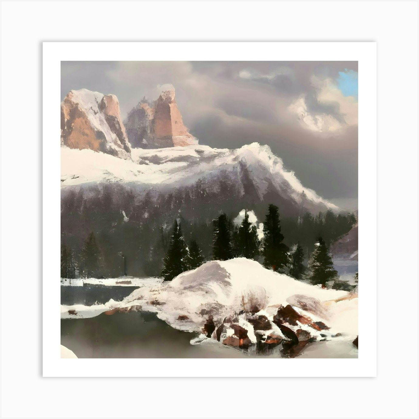Snowy Mountains Art Print by story - Fy