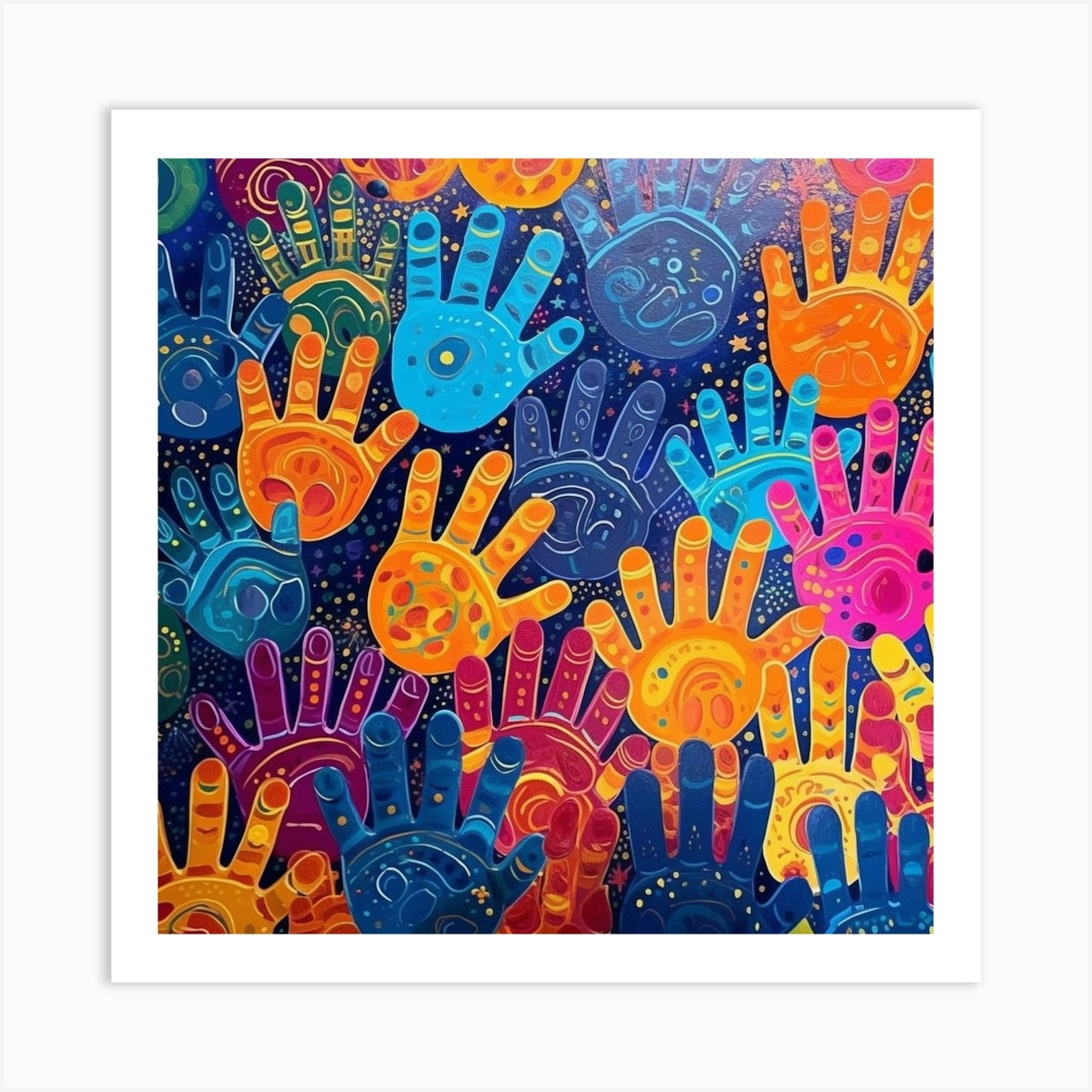 Colorful Handprints Art Print by Bella Luna - Fy