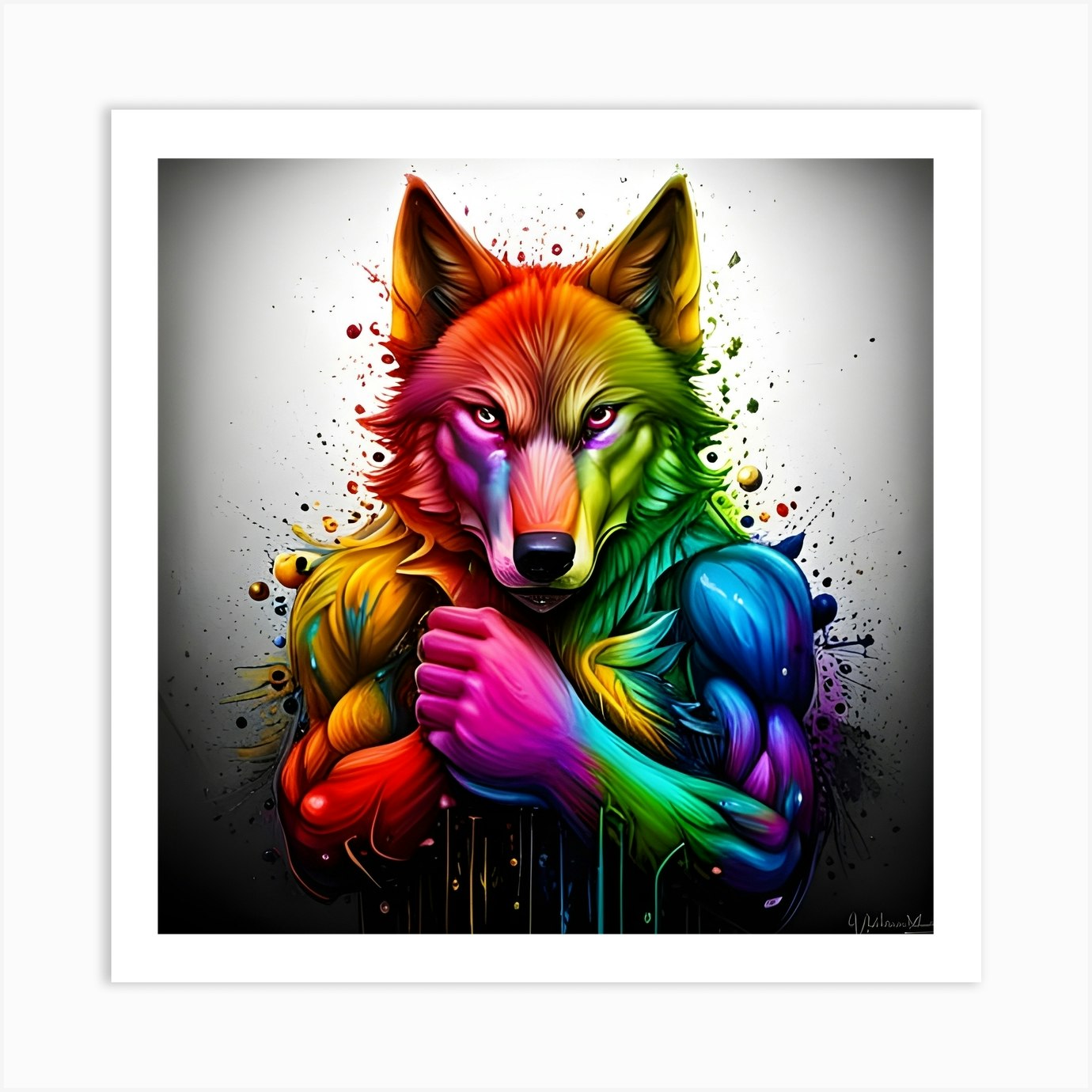 Rainbow Wolf Art Print by Rahul08319 - Fy