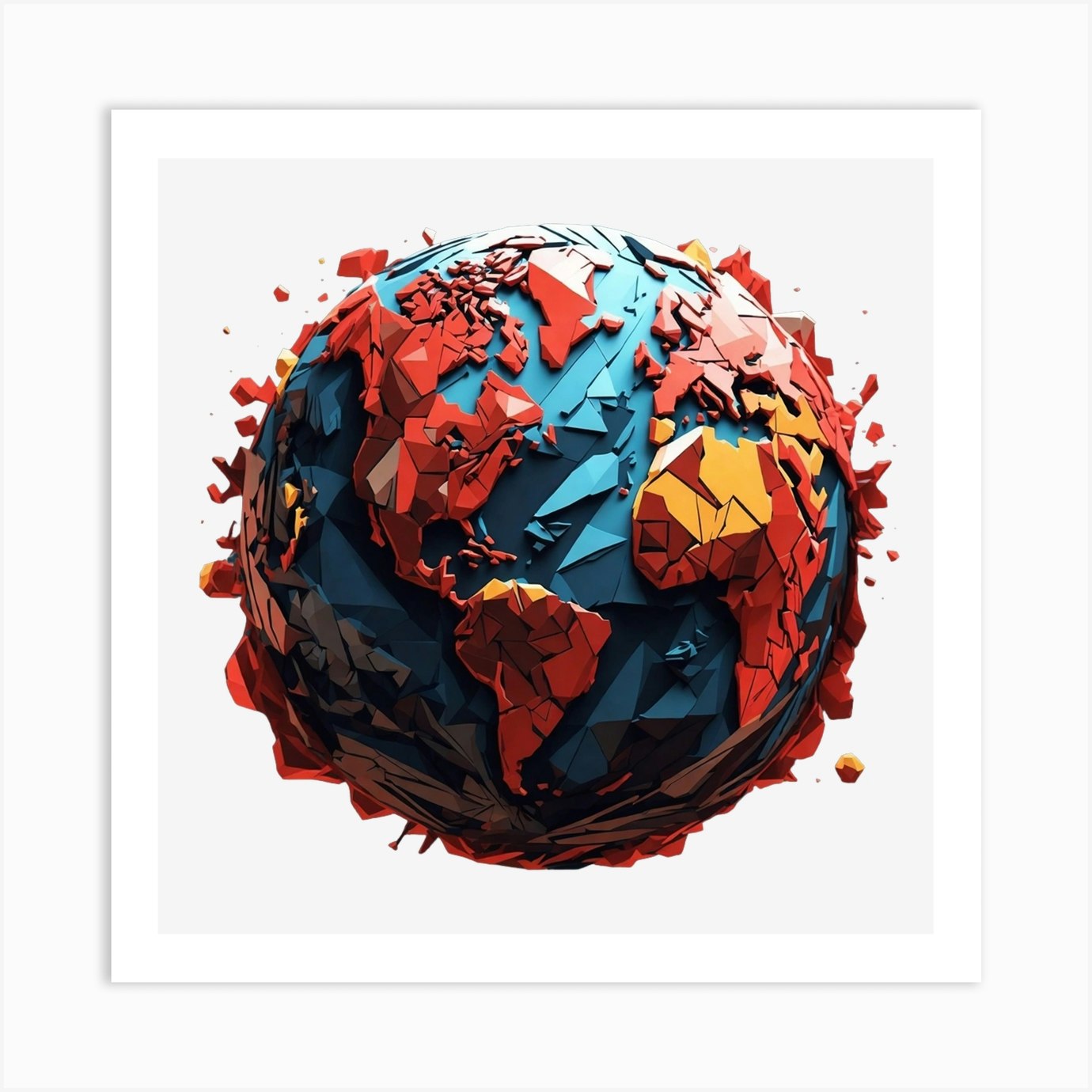 Polygonal World Globe 1 Art Print by Genky - Fy
