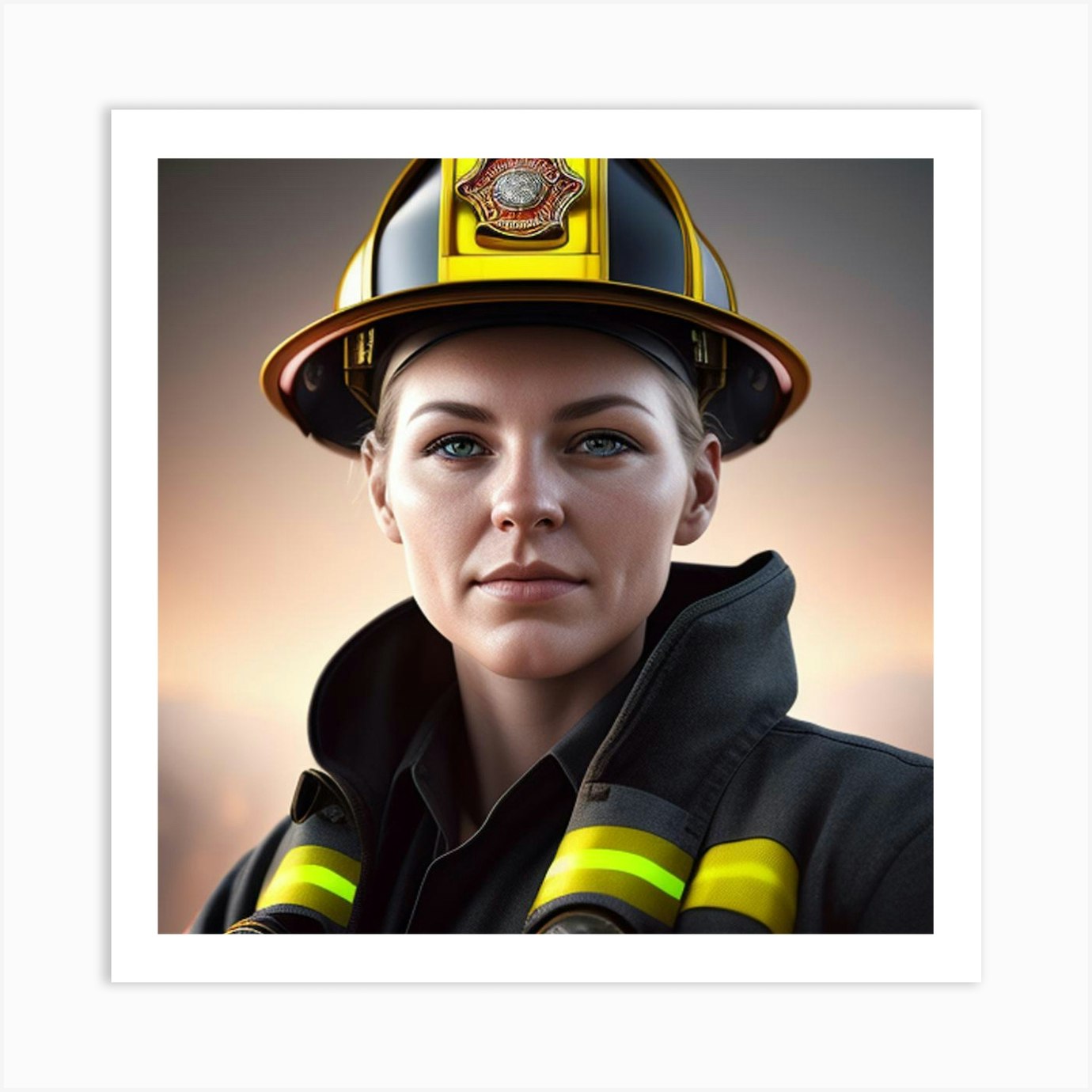 Portrait Of A Firefighter Art Print by Kingnor - Fy