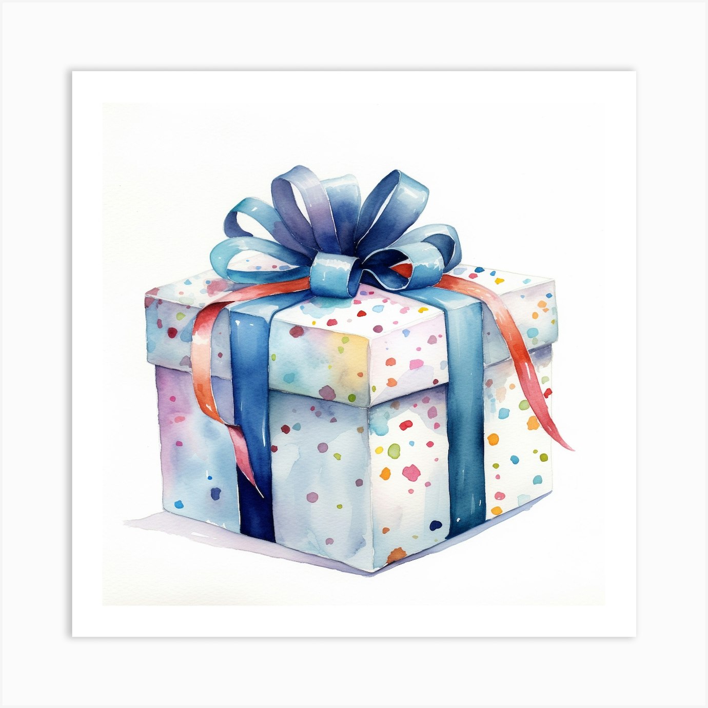 Marion7114 Extravagantly Wrapped Gift Watercolor White Backgrou ...