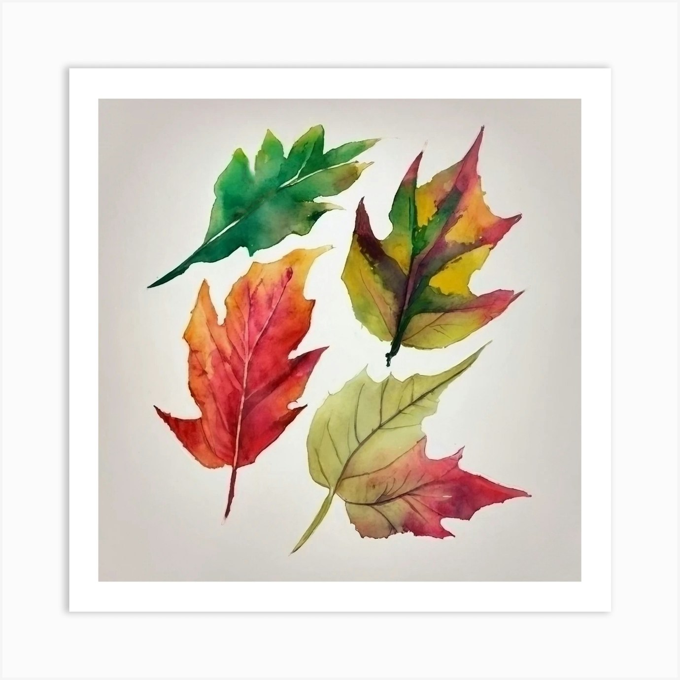 Watercolor Autumn Leaves Art Print by AleR2007 - Fy