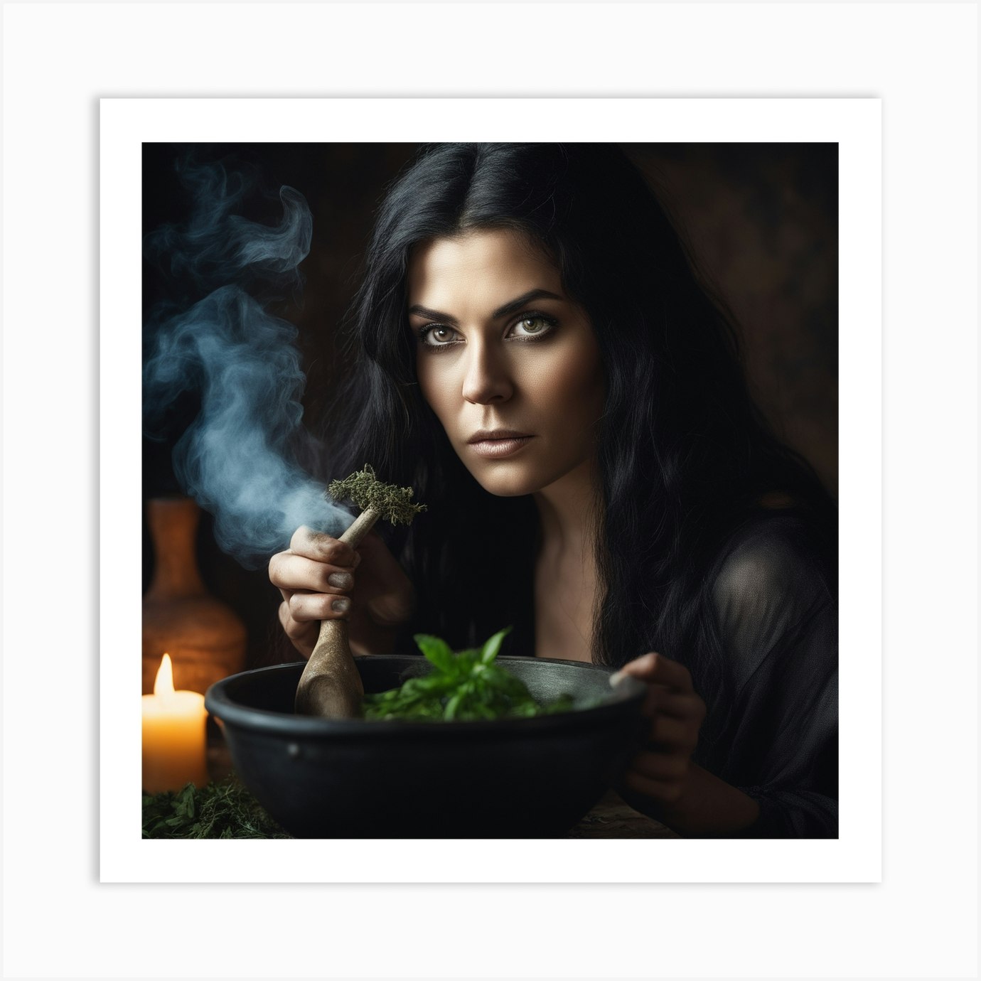 Queen Of Witches Smoking Art Print By Diane Sparks Fy