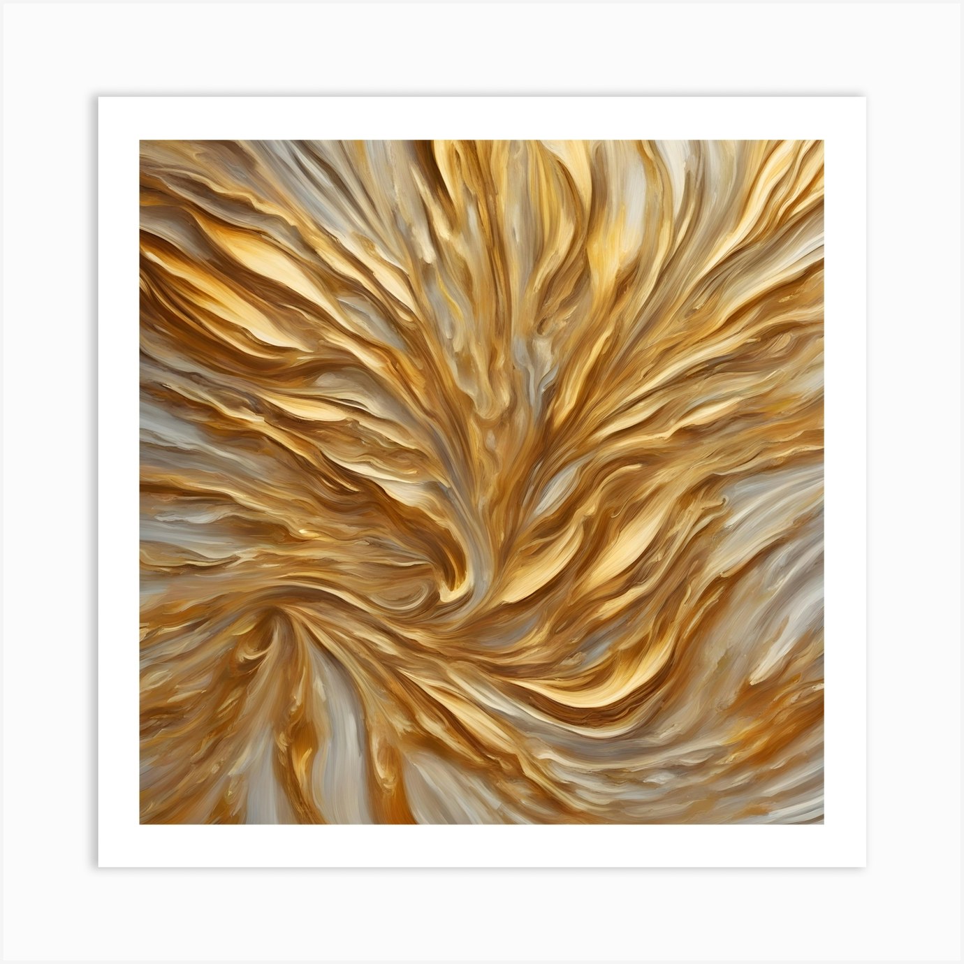 Gold Swirl Abstract Painting Art Print by Hassan Rehman - Fy