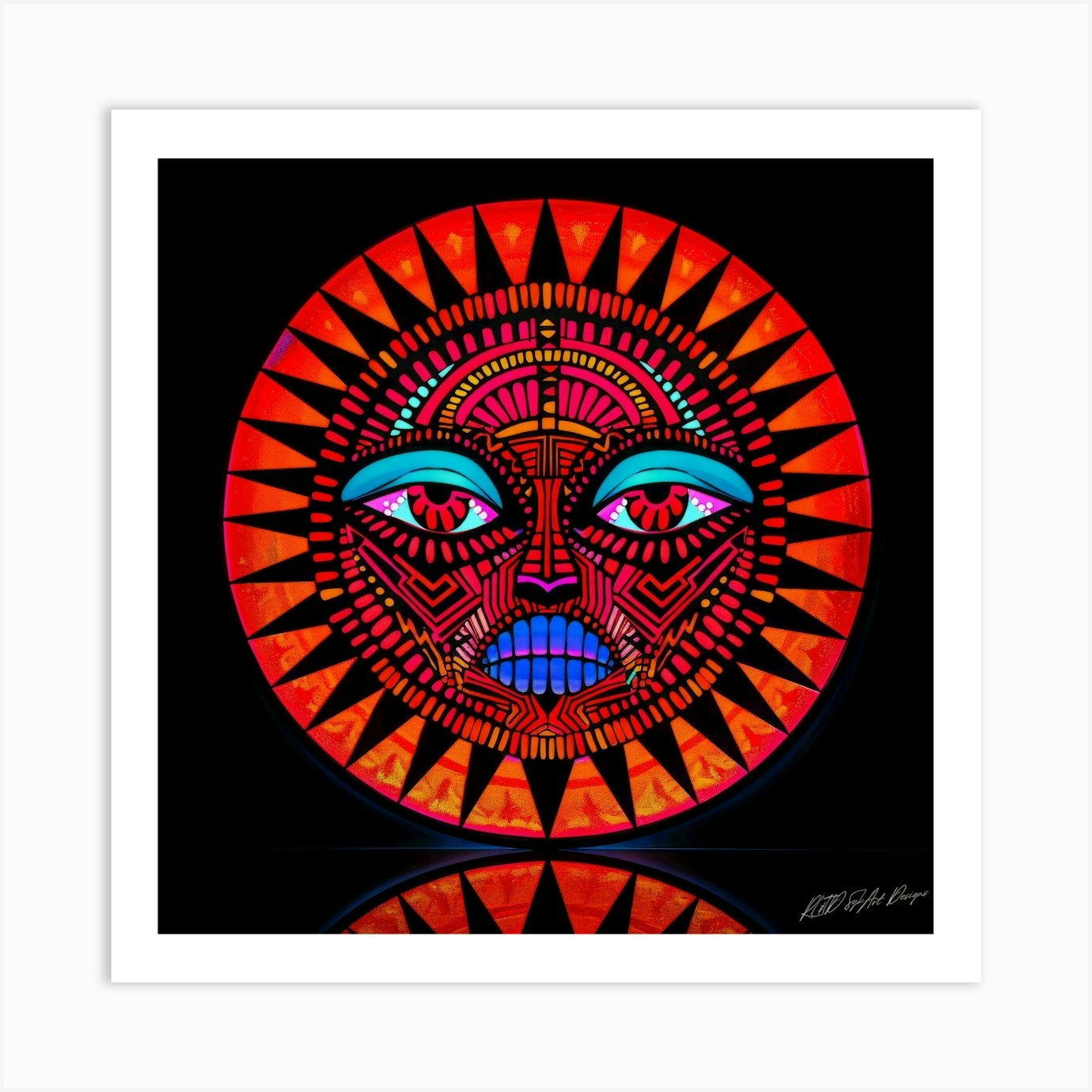 Eclipse 8 - Aztec Sun Art Print by SykArt Designs - Fy