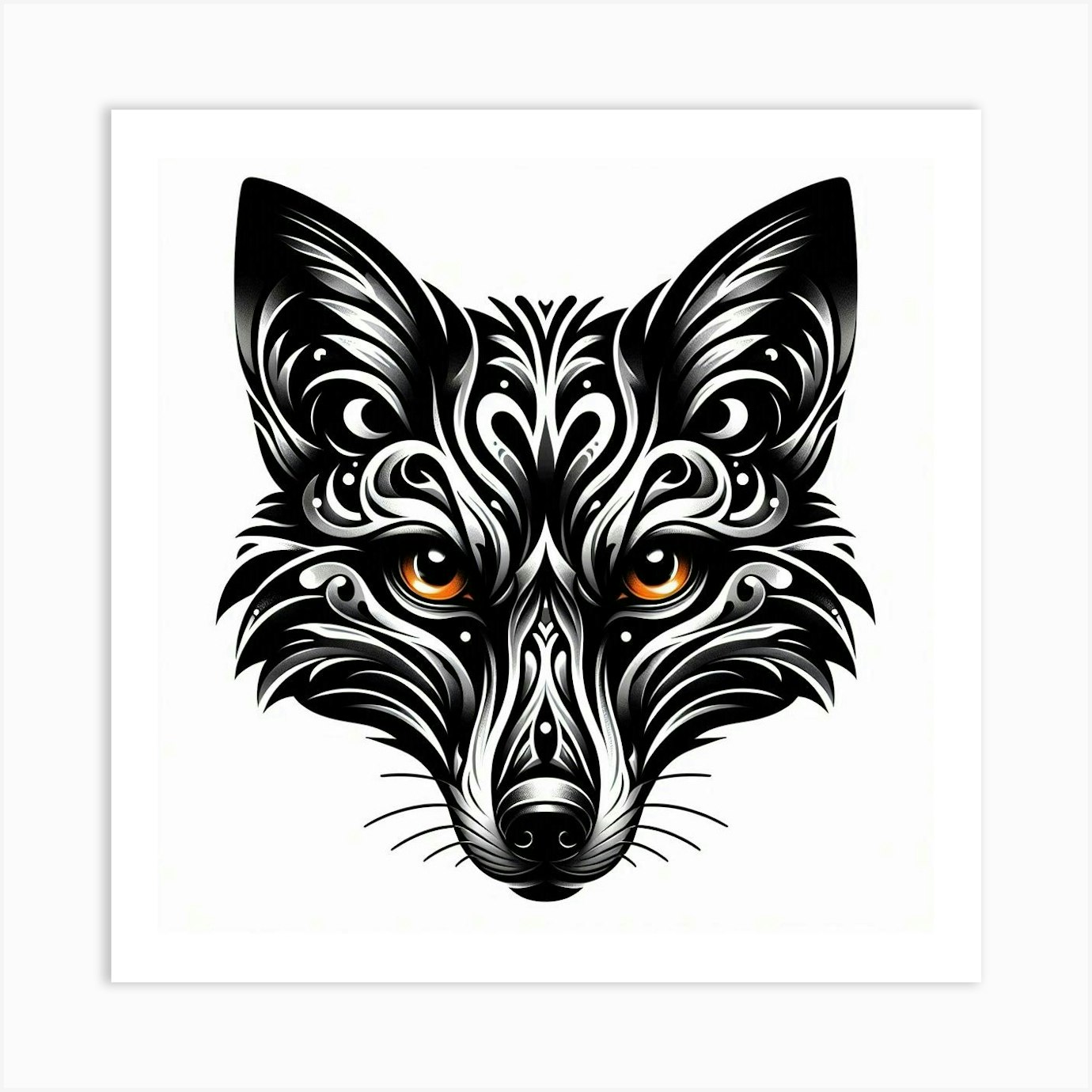 Tribal Fox Head Art Print By Joejoe Fy