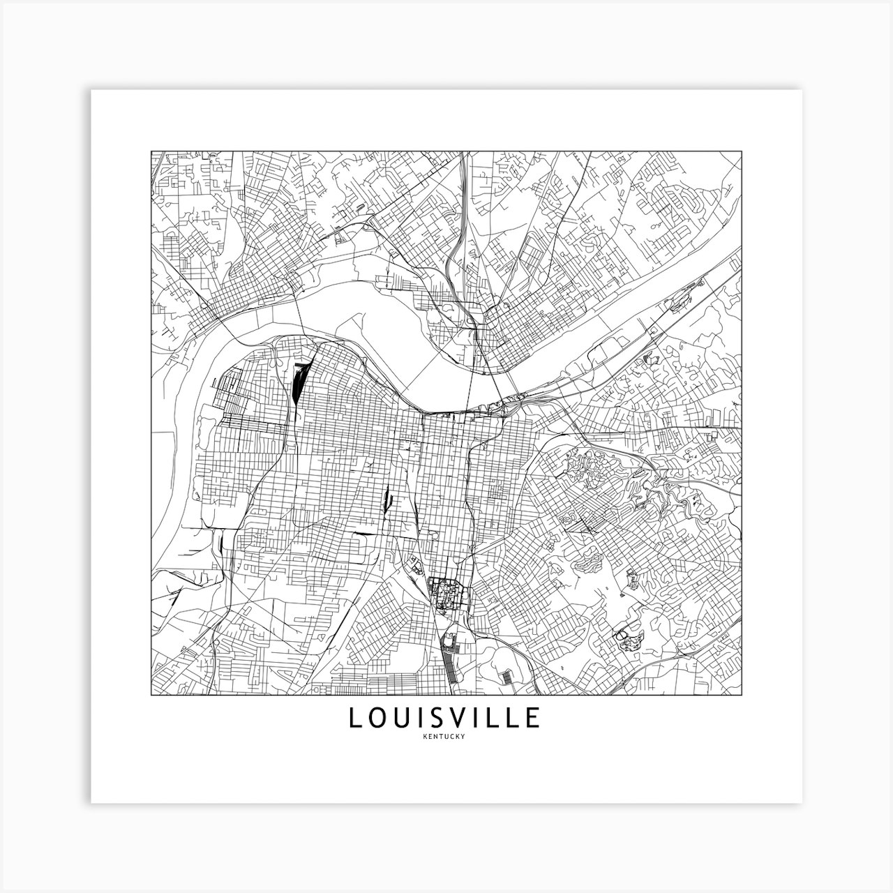 Louisville Map Canvas Print by multipliCITY - Fy