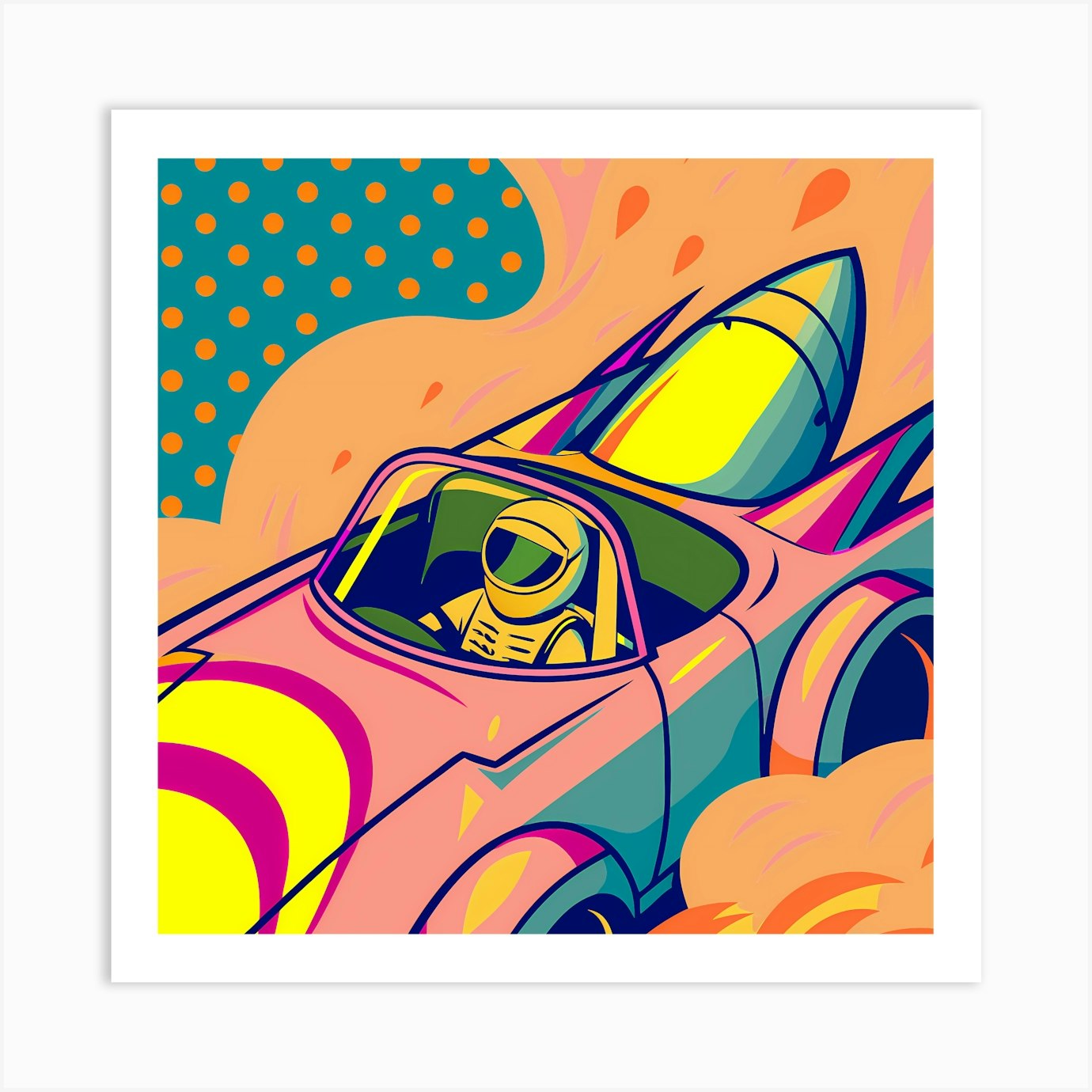 Psychedelic Rocket Car Art Print by InspireByArt - Fy