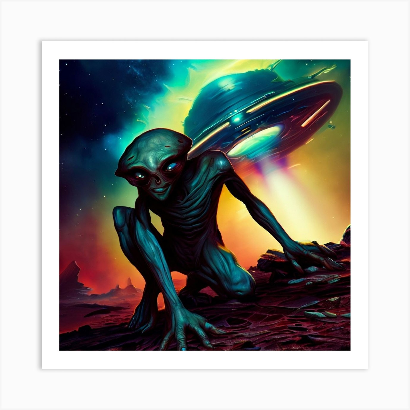 Aliens In Space Art Print by Bloomhousemoon - Fy