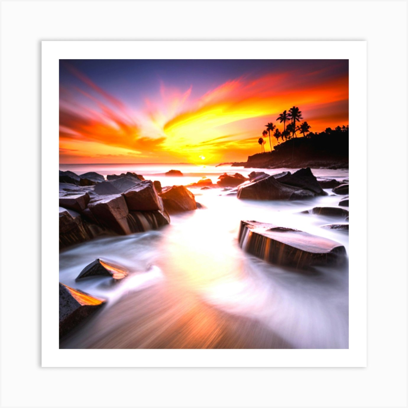 Sunset On The Beach 2 Art Print by Genky - Fy