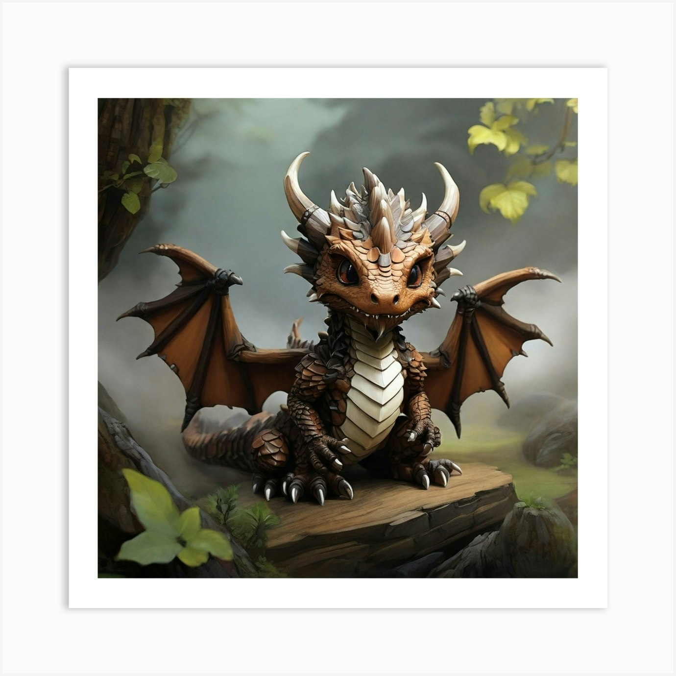 Wood Dragon 2 Art Print by Genky - Fy