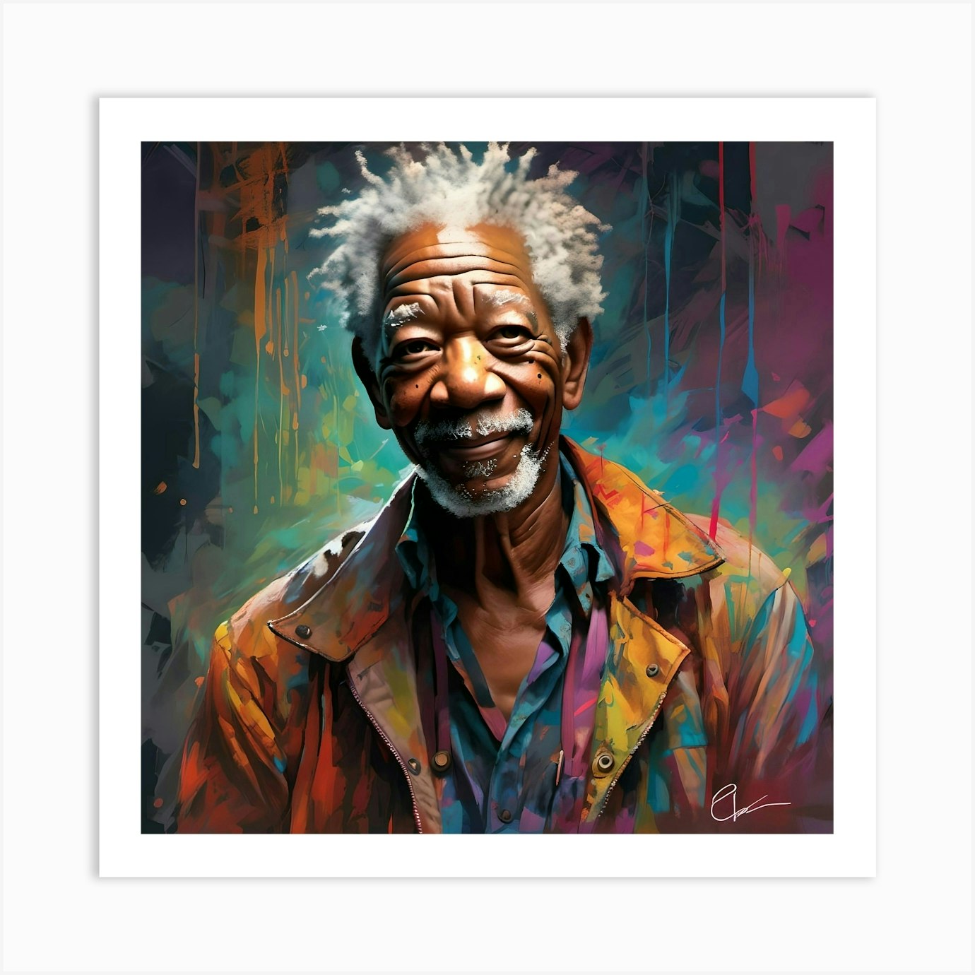 Morgan Freeman portrait - Hollywood Series 2024 Art Print by Usmar Deram - Fy