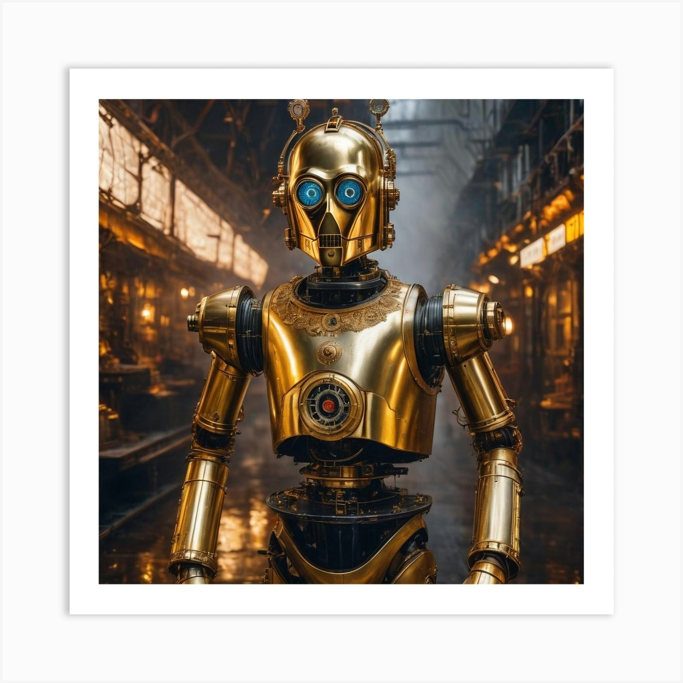Steampunk C3-PO 2 Art Print by AI Art - Fy