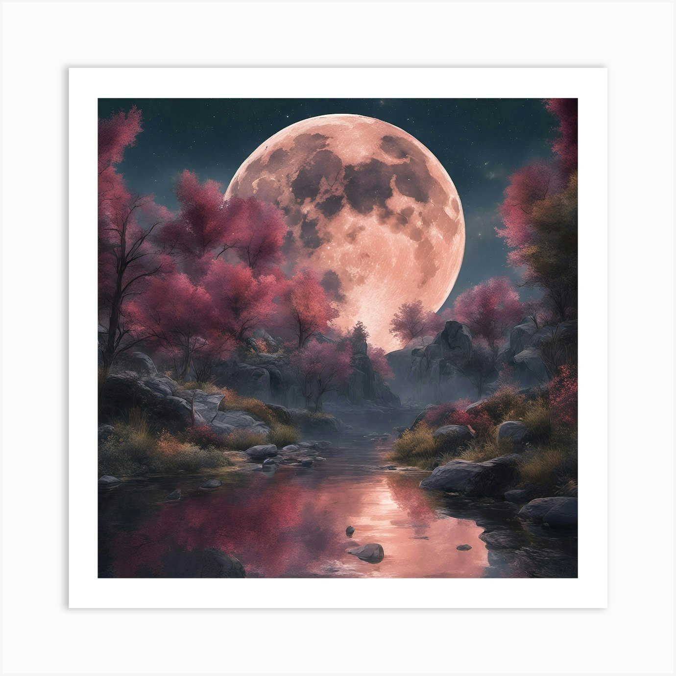 Pink Moon Art Print by Salmanaz - Fy