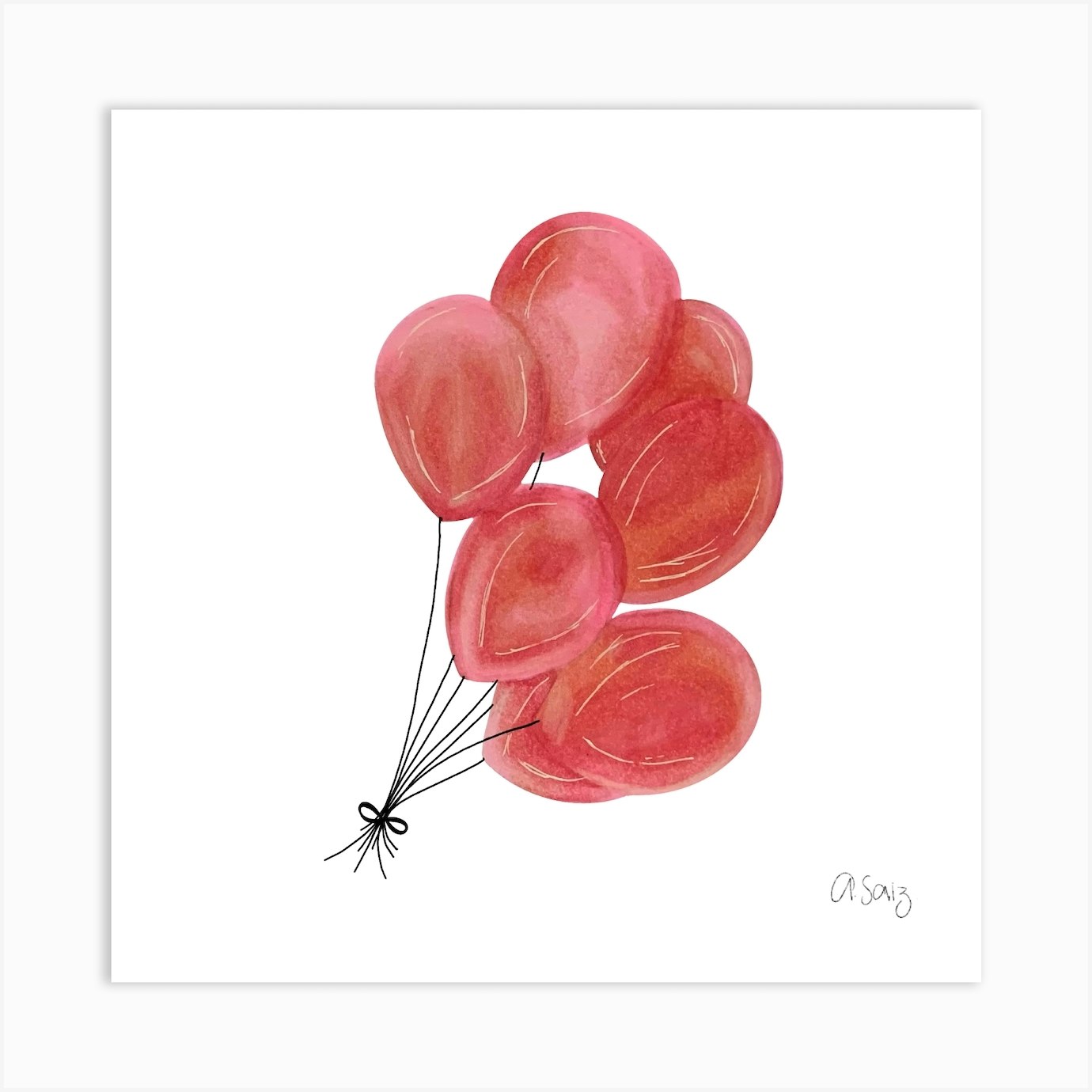 Pink Balloons Art Print by Ale Saiz Studio - Fy