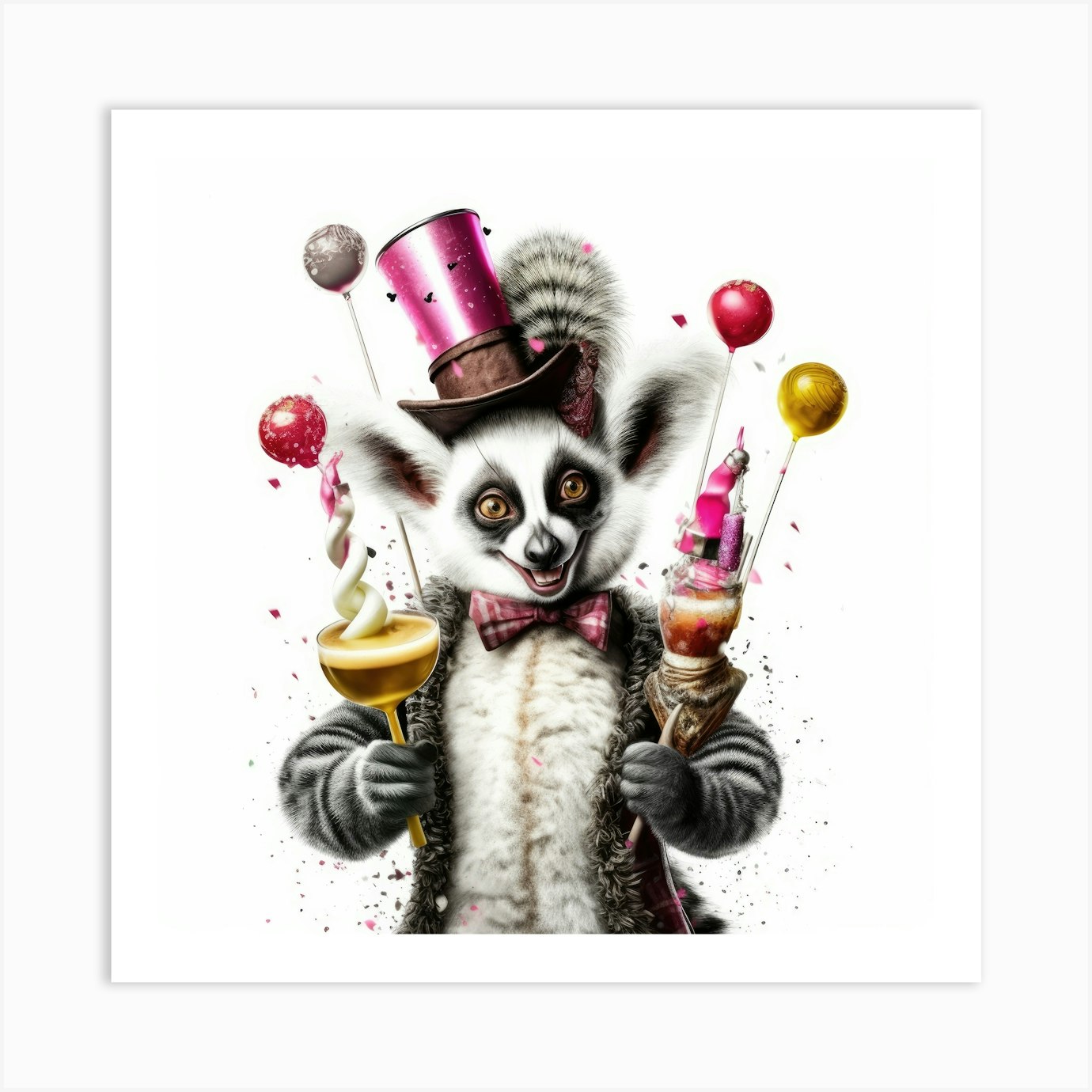 Lemur Party Art Print by Aloke Design - Fy