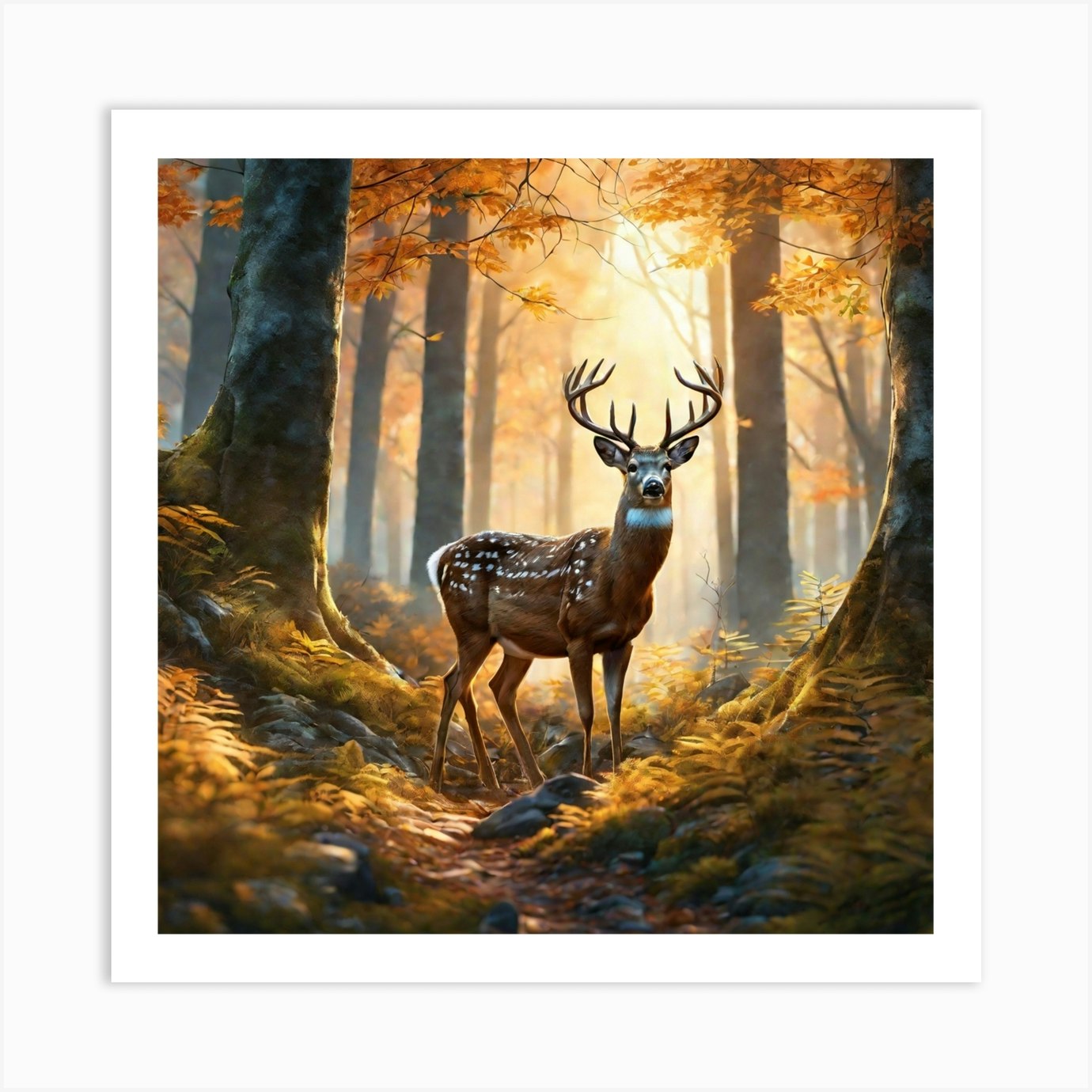 Deer In The Forest 164 Art Print by Pat4U - Fy