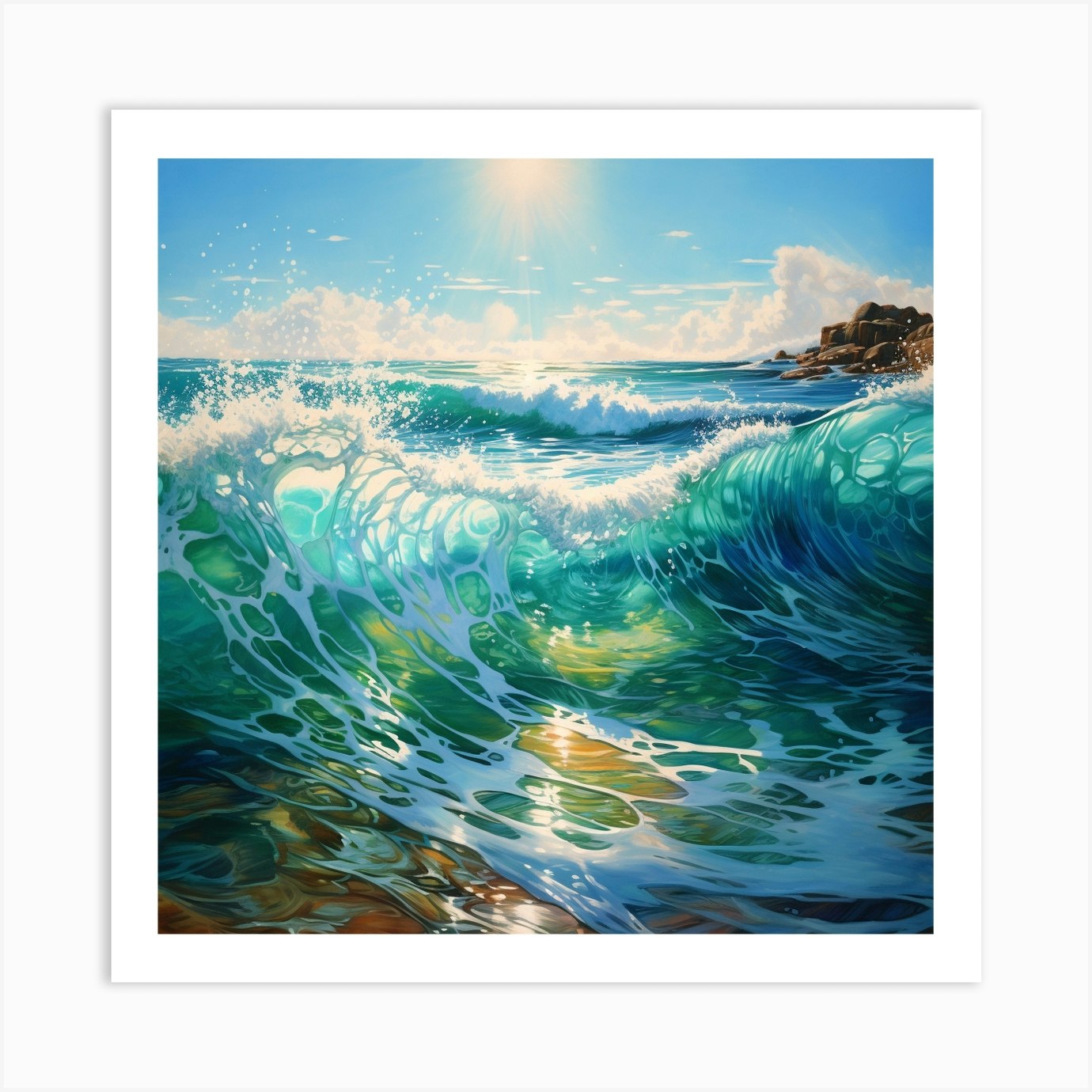 Ocean Waves Art Print by Prospered AI Designs - Fy Ocean Waves Art Print by Prospered AI Designs - Fy