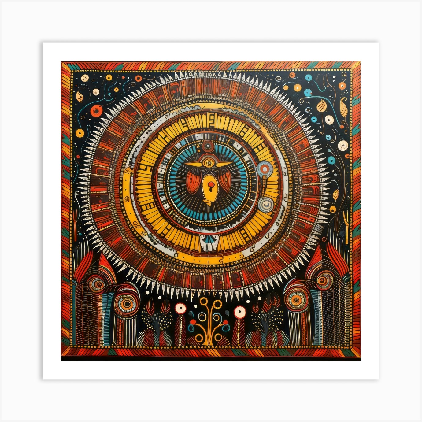 Aztec Sun Art Print by artistai - Fy