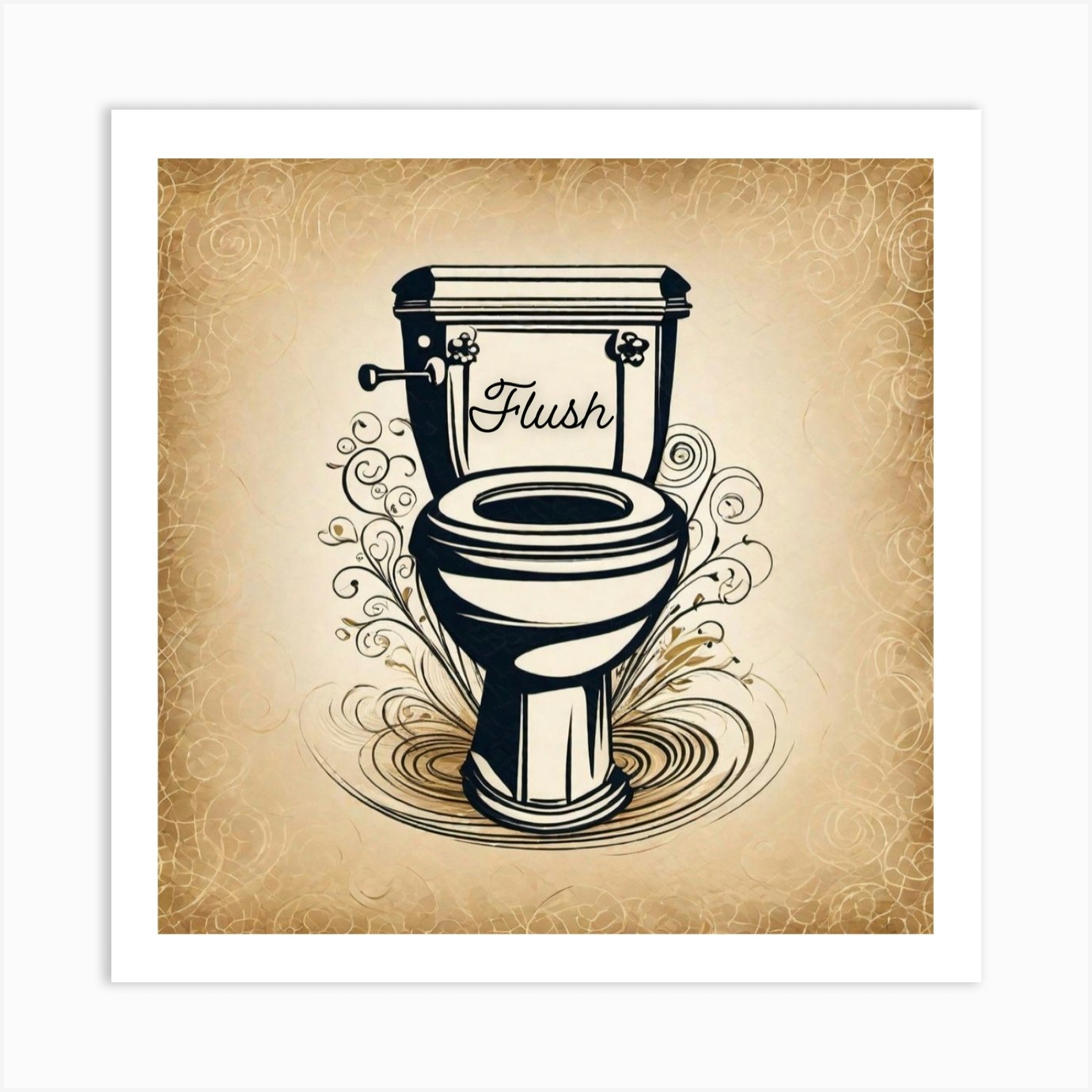 Flush the toilet sign for bathroom Art Print by ZCOGRAPHICS - Fy