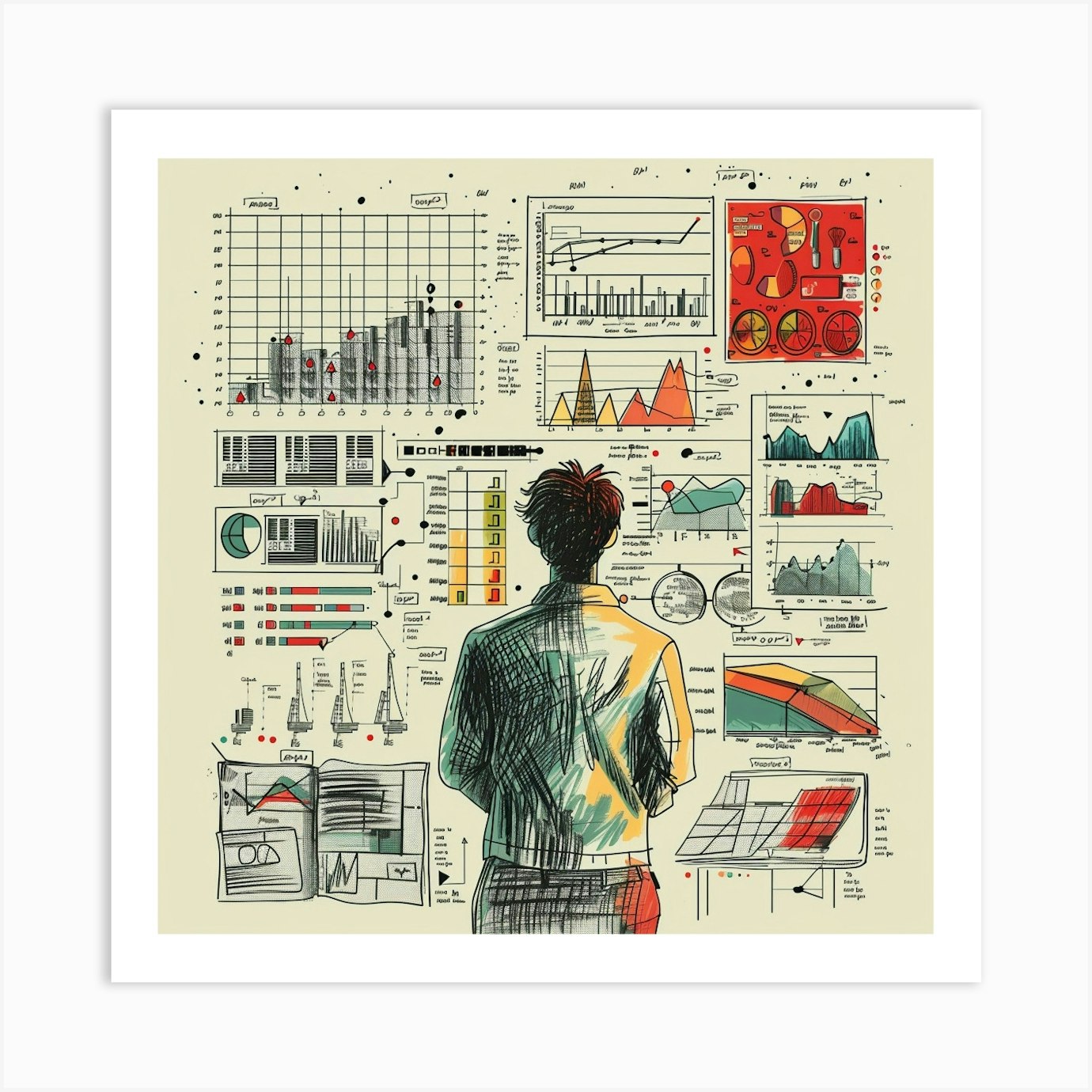 Man Looking At Graphs Art Print by ThatWorksMedia - Fy