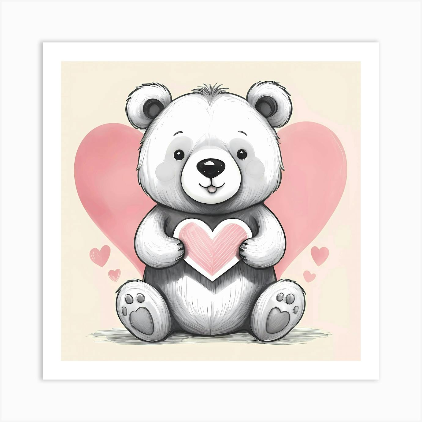 Cuddly Heartpaw A Lover Teddy Bear With A Heart Art Print