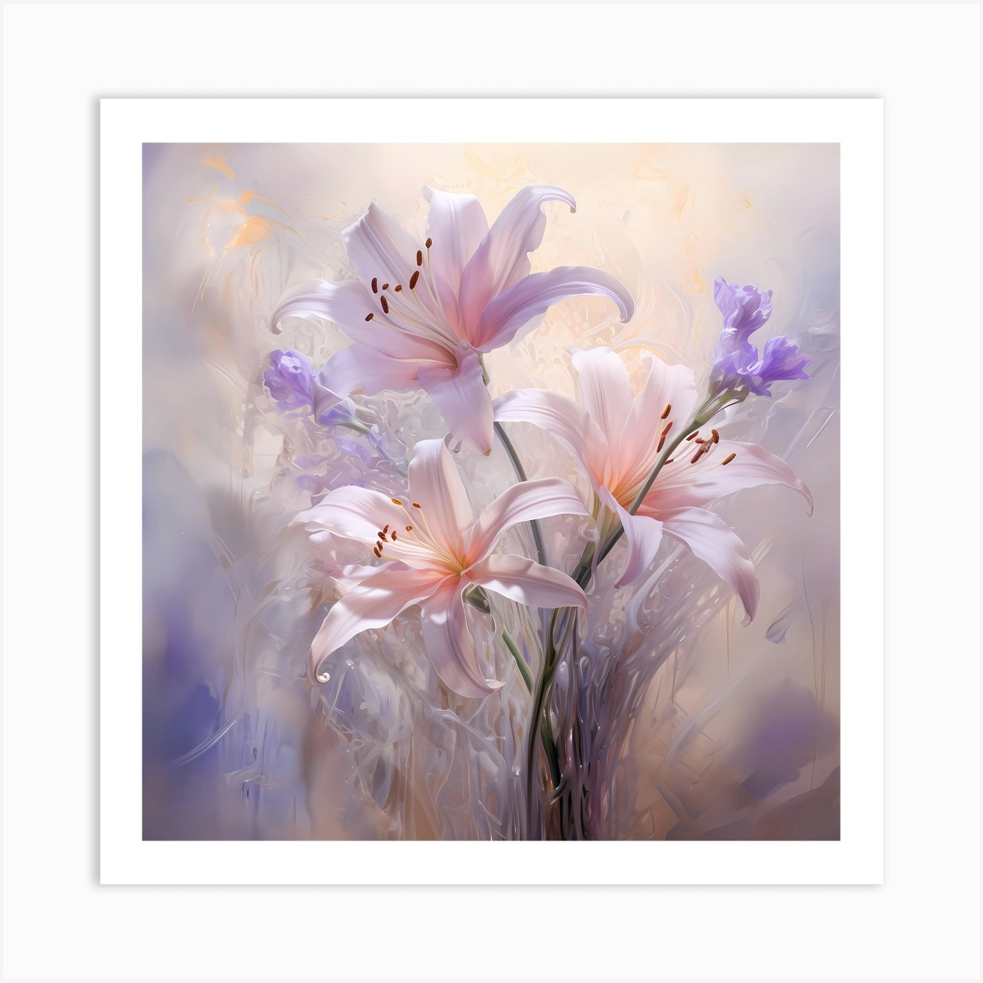 Ethereal Lilac Lily Ballet Art Print by Quantum Vivid Digital Art - Fy