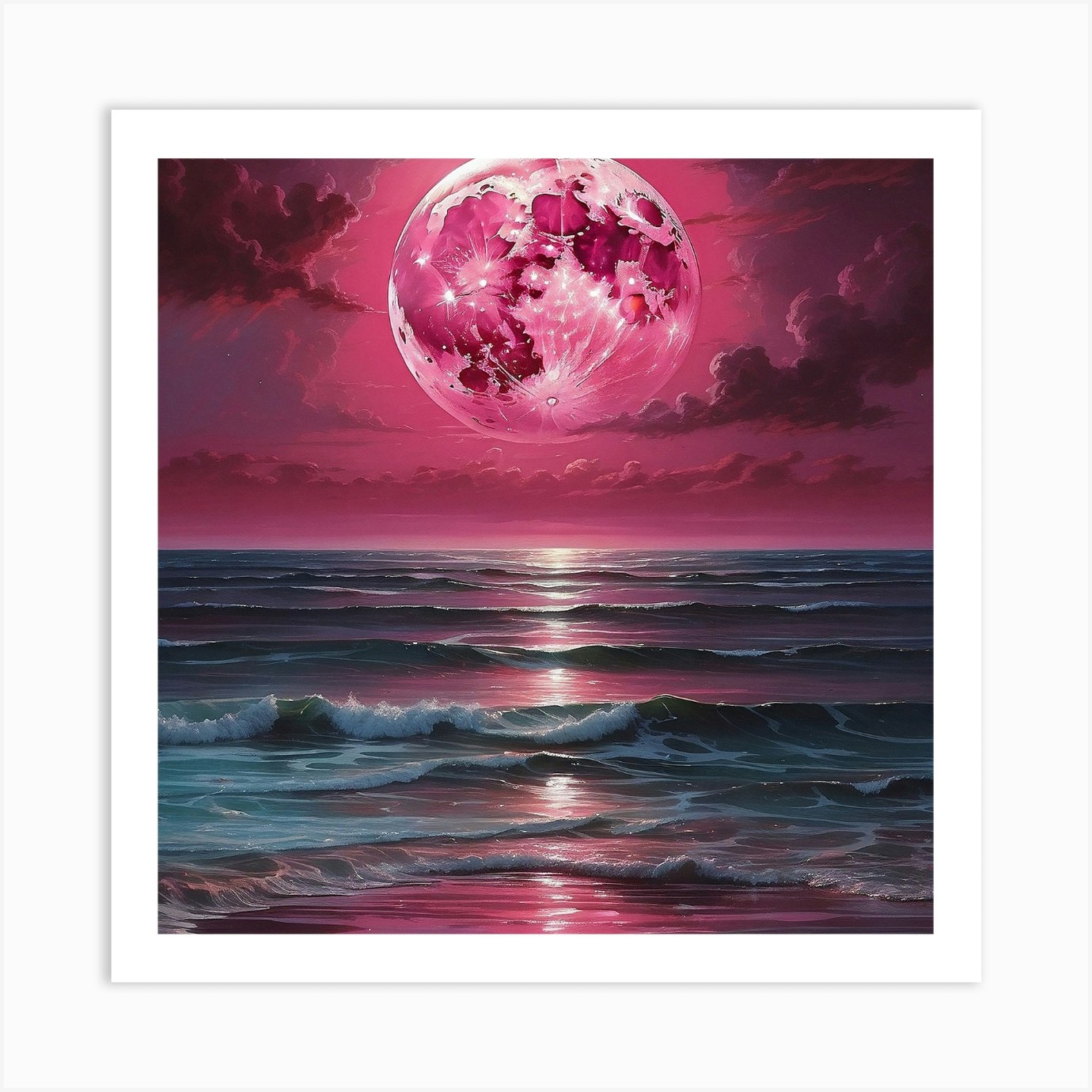 Pink Moon Art Print by DJAMEL - Fy