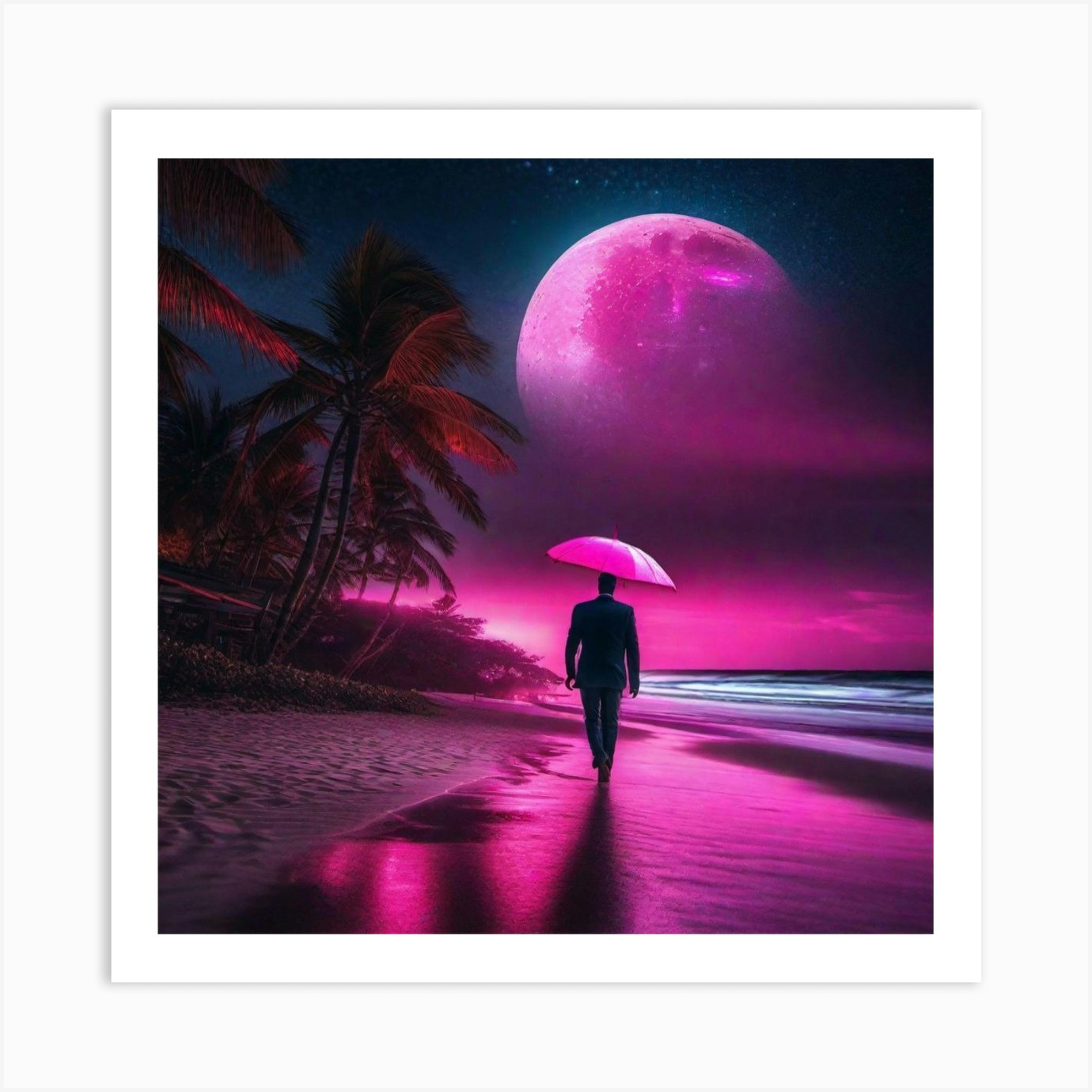 Pink Moon Art Print by ZCOGRAPHICS - Fy