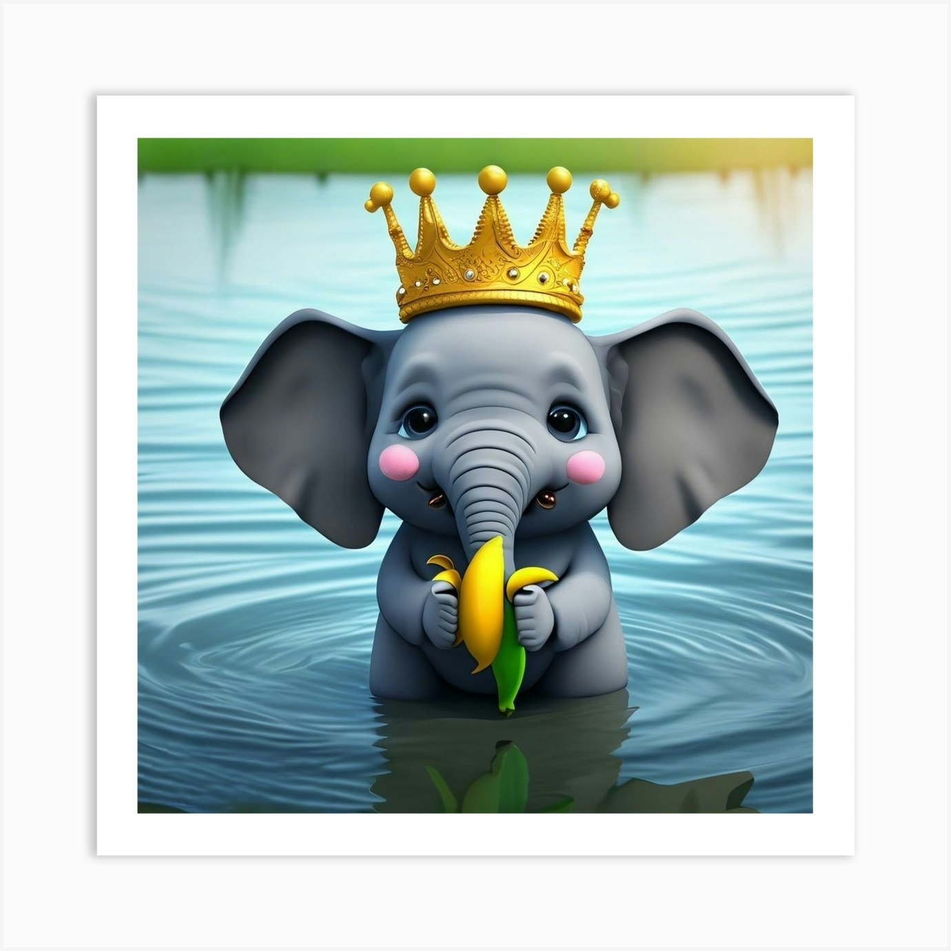 Elephant With A Crown 2 Art Print by Genky - Fy