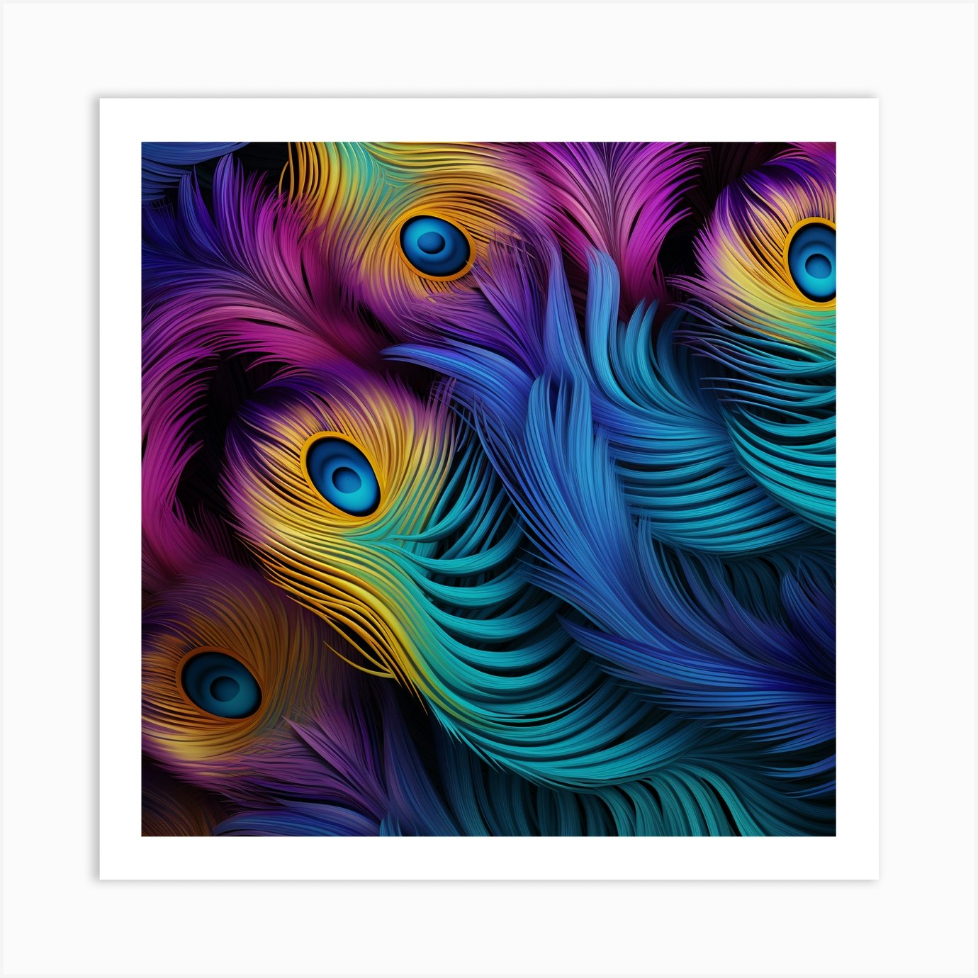 Peacock Feathers 1 Art Print by Bella Luna - Fy
