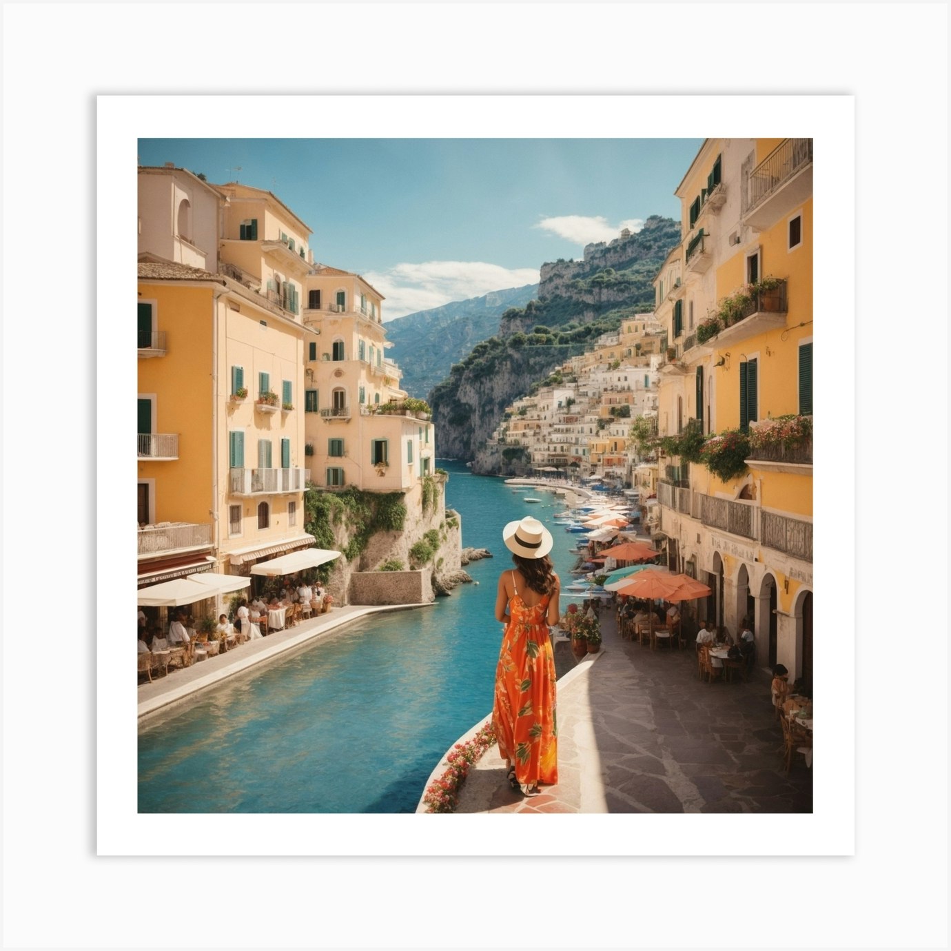 Amalfi Coast Matisse Style, Italy 5 Watercolour Travel Poster Art Print (1) Art Print by ...