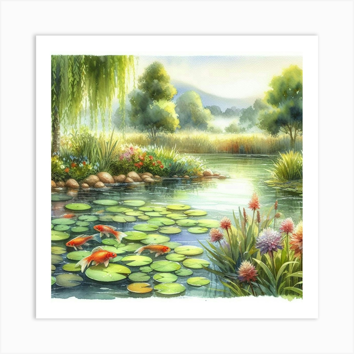 Koi Pond Art Print by s.gr. - Fy