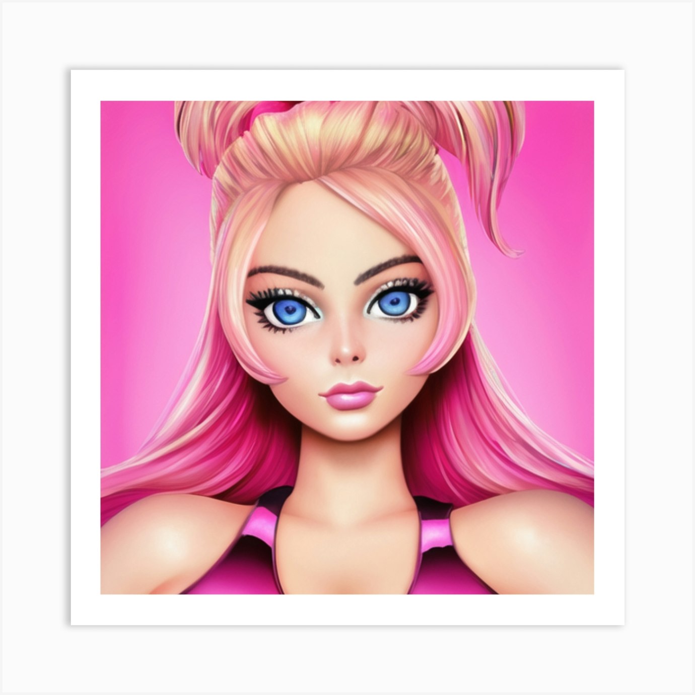 Girl With Pink Hair Art Print By Arts By Artist Fy